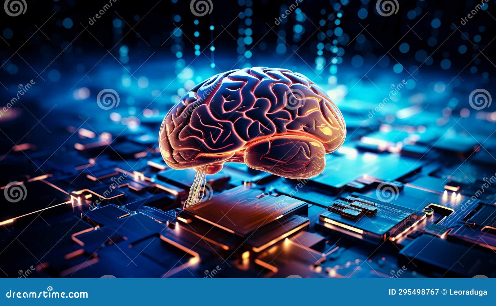Brain on Technology Background Represent Artificial Intelligence and ...