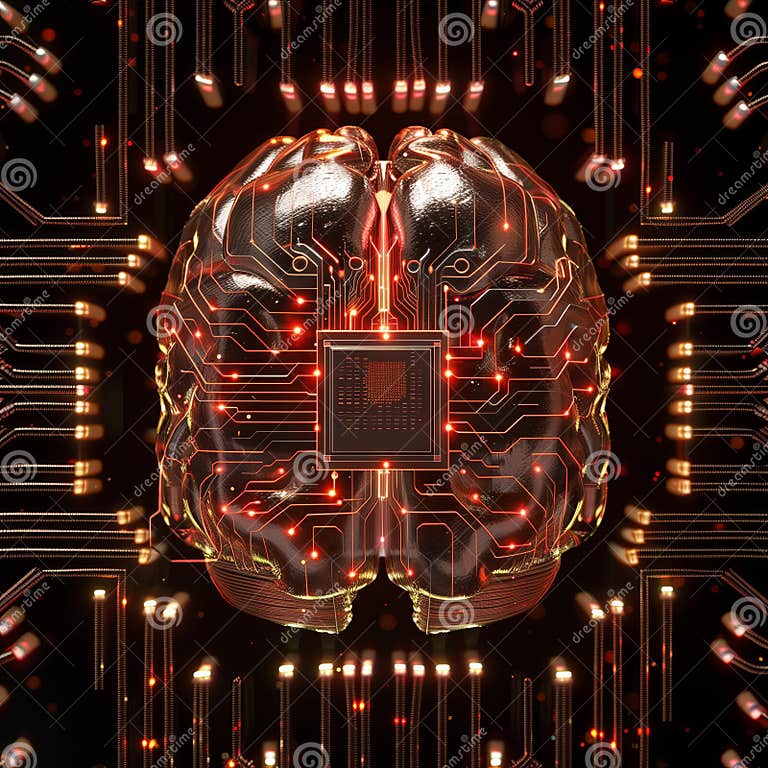 Brain Technology Concept. Digital Chip Abstract Circuit, Computer Intelligence Stock Photo ...