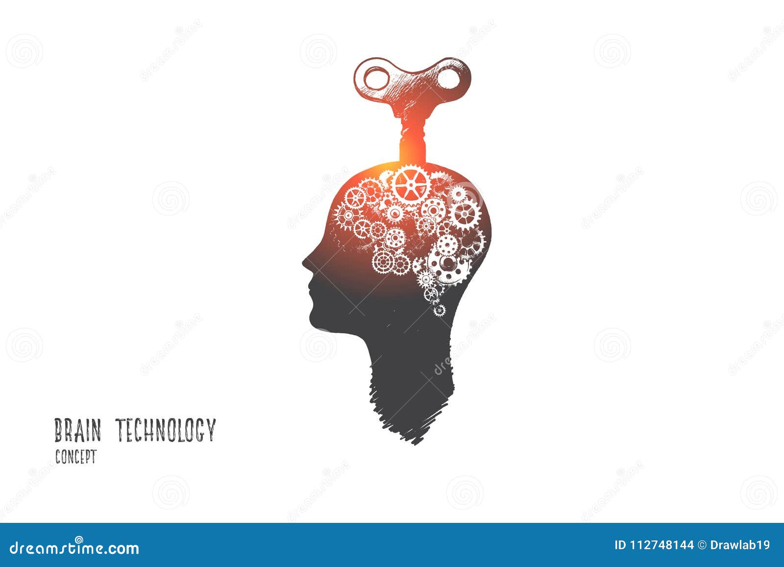 Brain Technology Concept. Hand Drawn Vector. Stock Vector ...