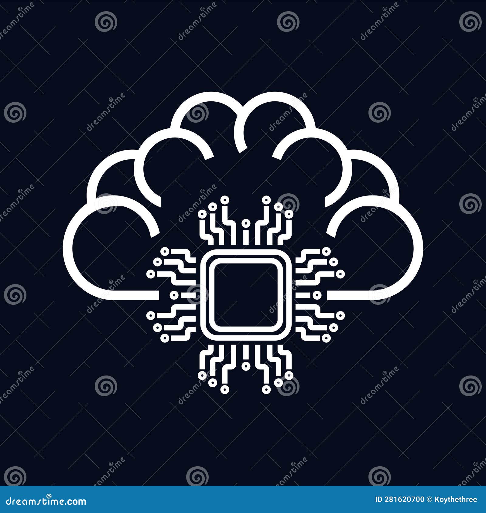 A Brain Technology of Connection AI Icon, Circute Symbol for AI Concept ...