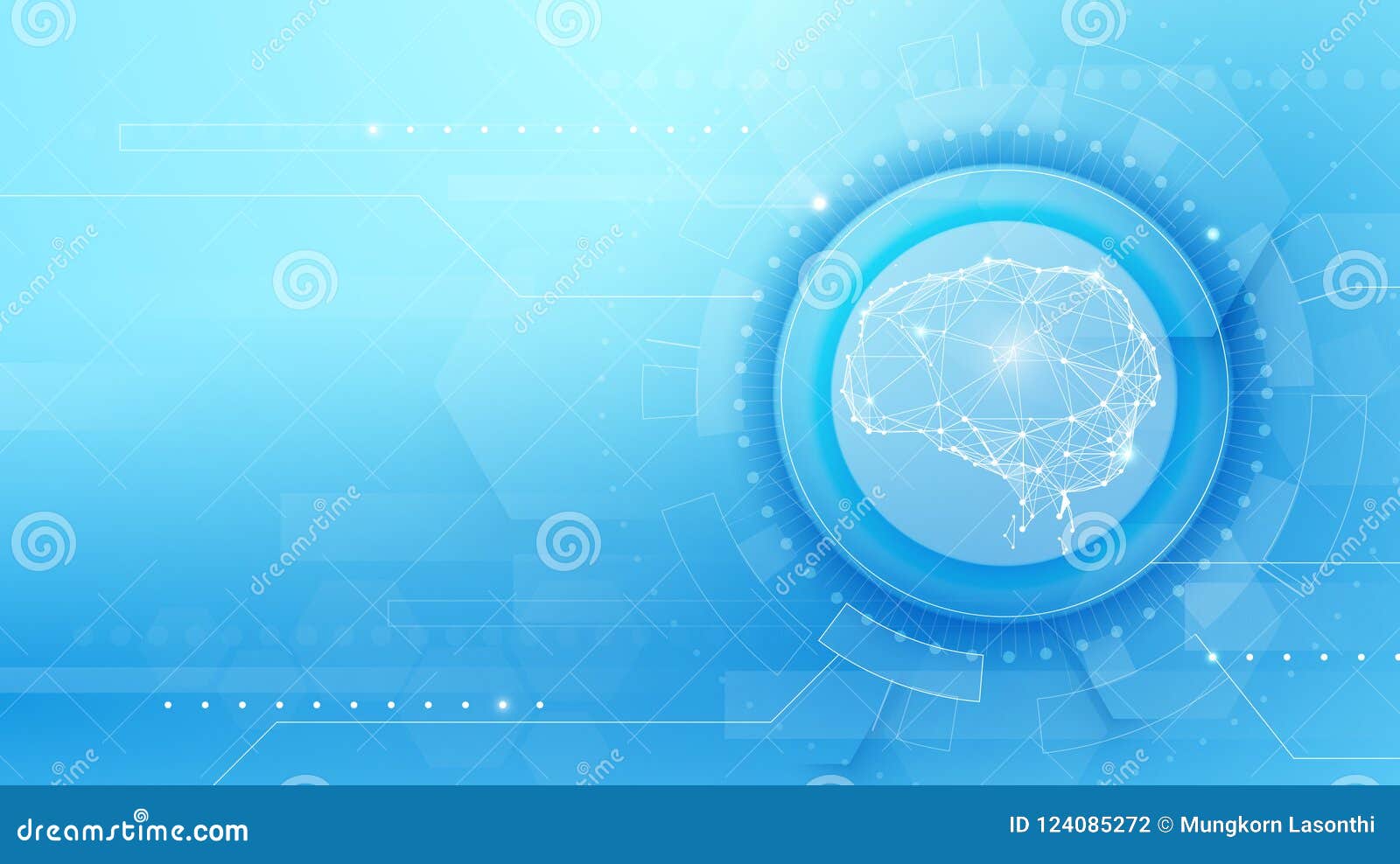 Brain with Technology Digital Hi Tech Concept Background Stock Vector ...