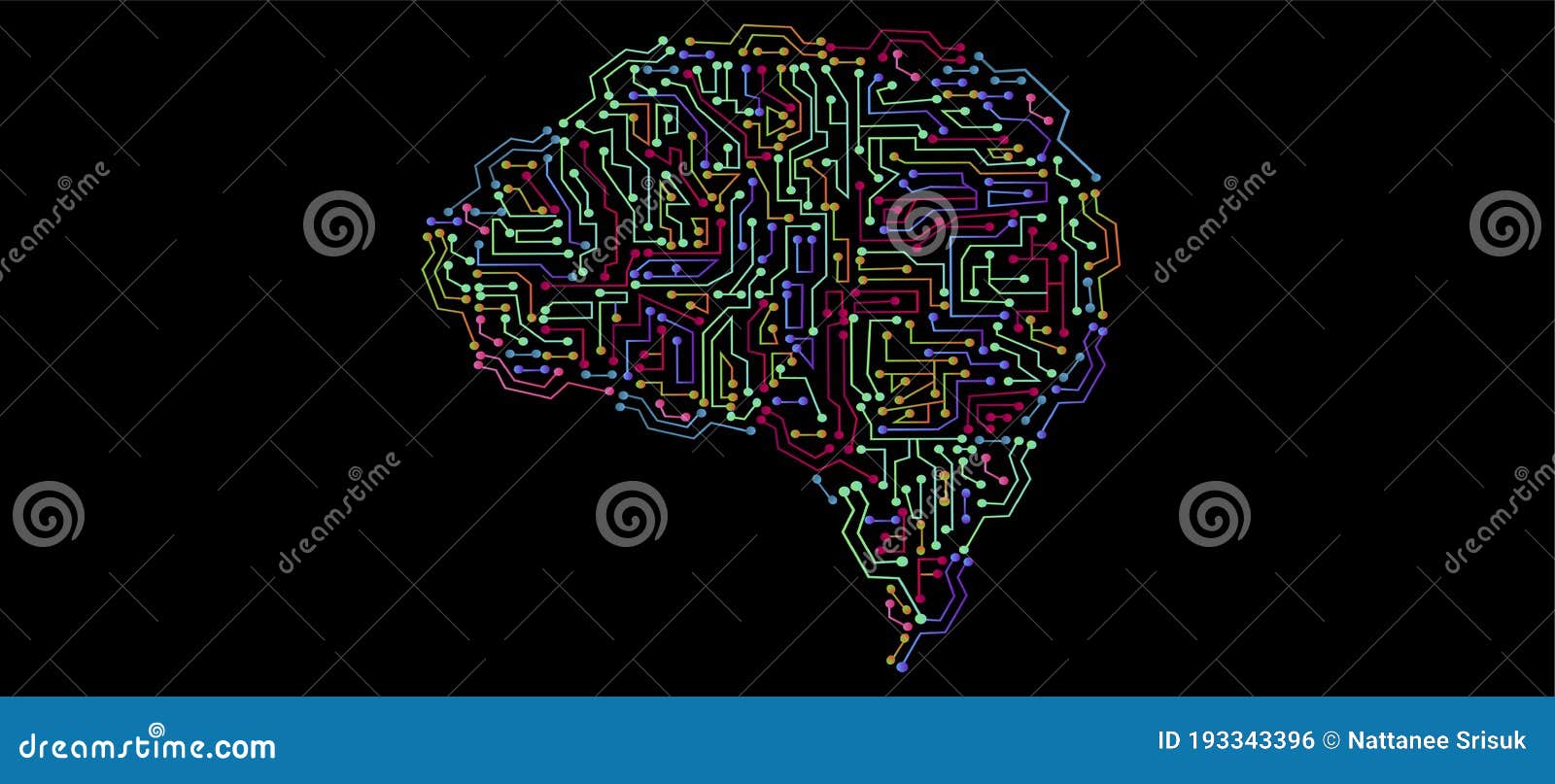 Brain Technology Think with Circuit Board, Illustration Creativity ...