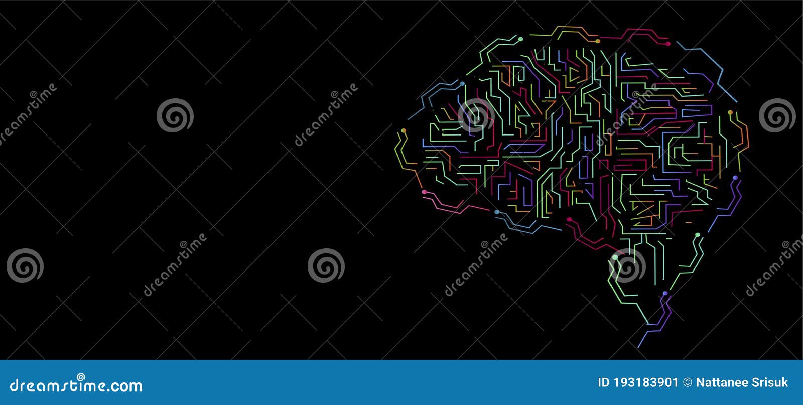 Brain Technology Think Illustration Creativity Modern Idea and Concept ...