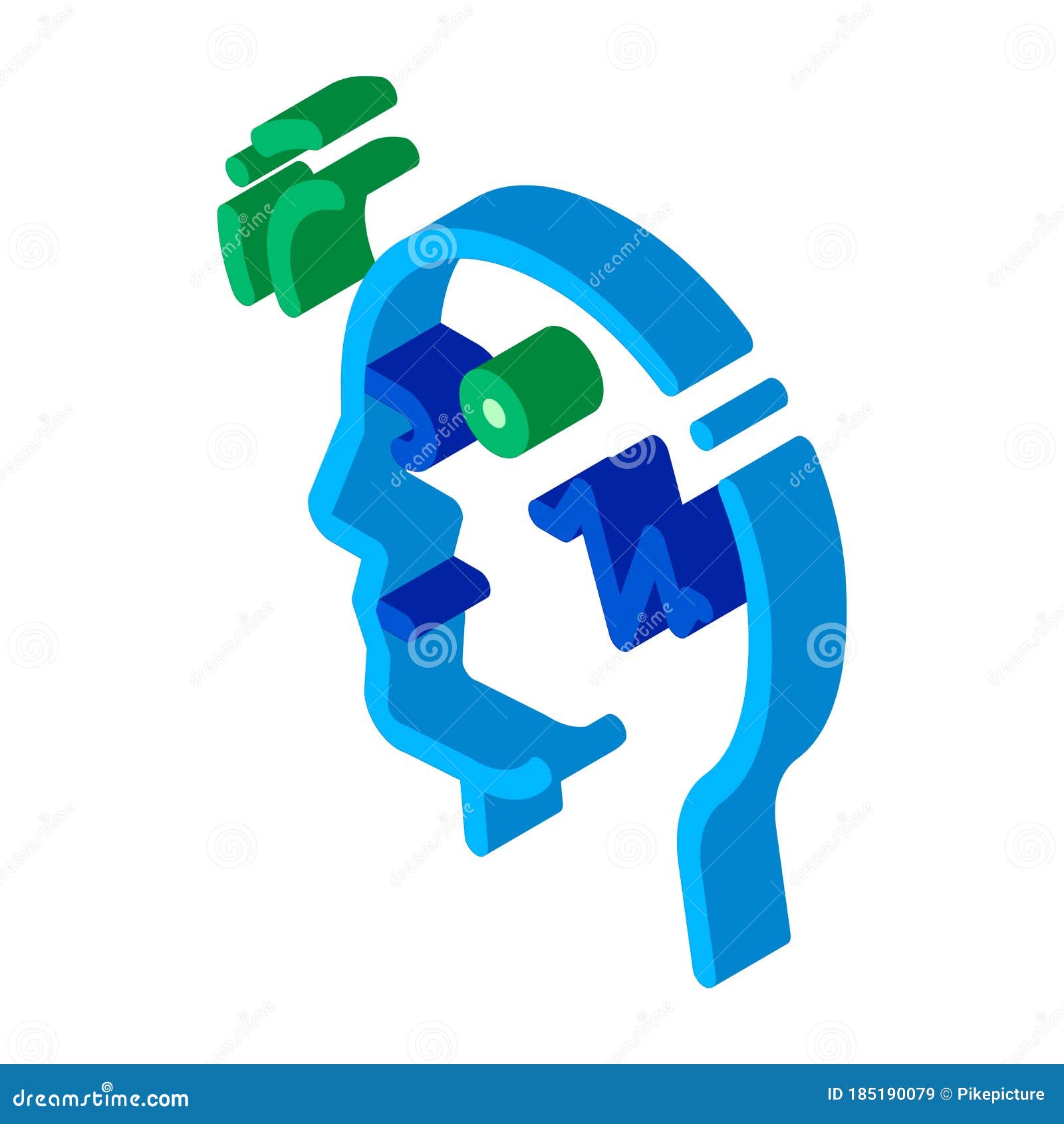 Brain Telepathic Control Isometric Icon Vector Illustration Stock ...