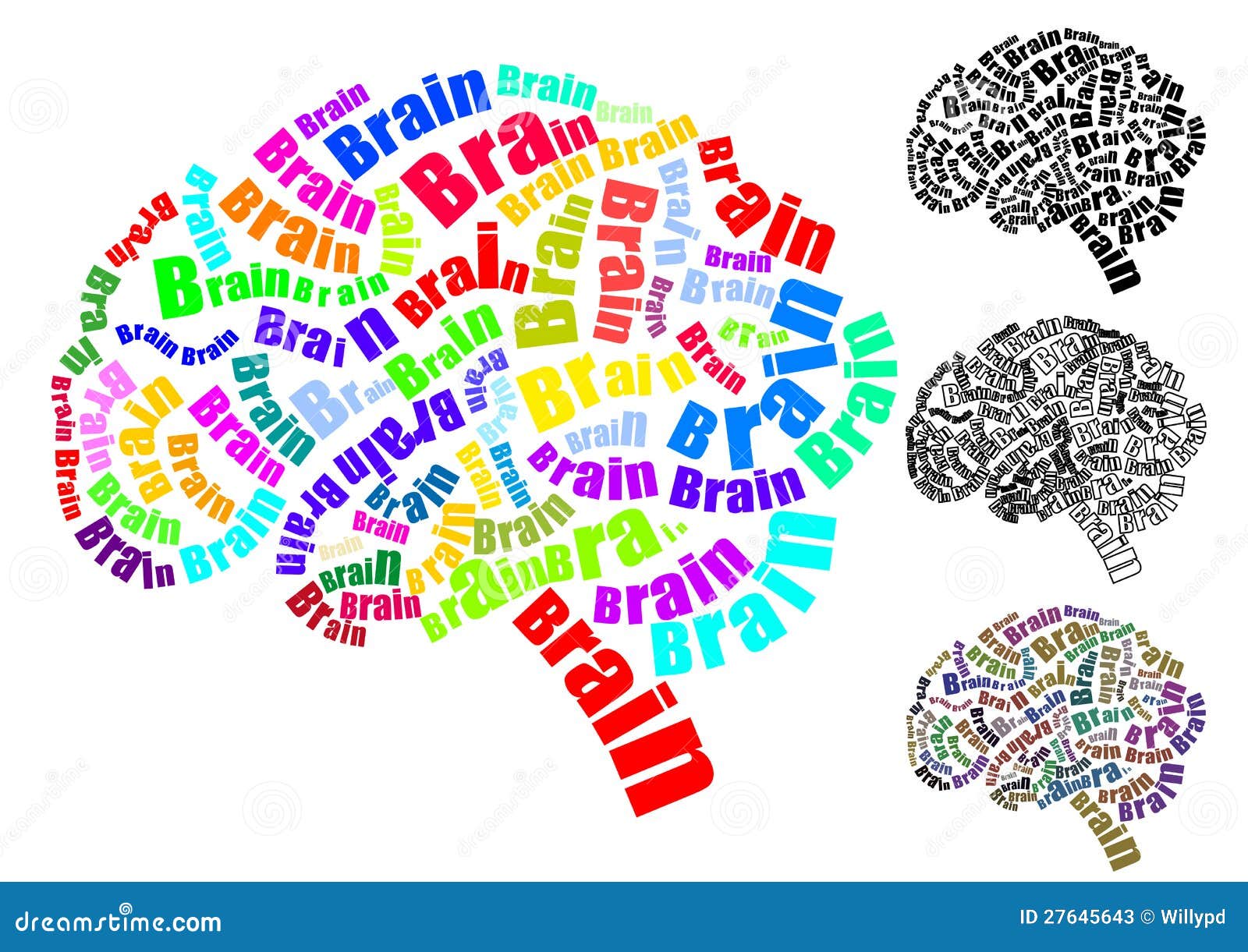 Brain text stock vector. Illustration of color, motivation - 27645643