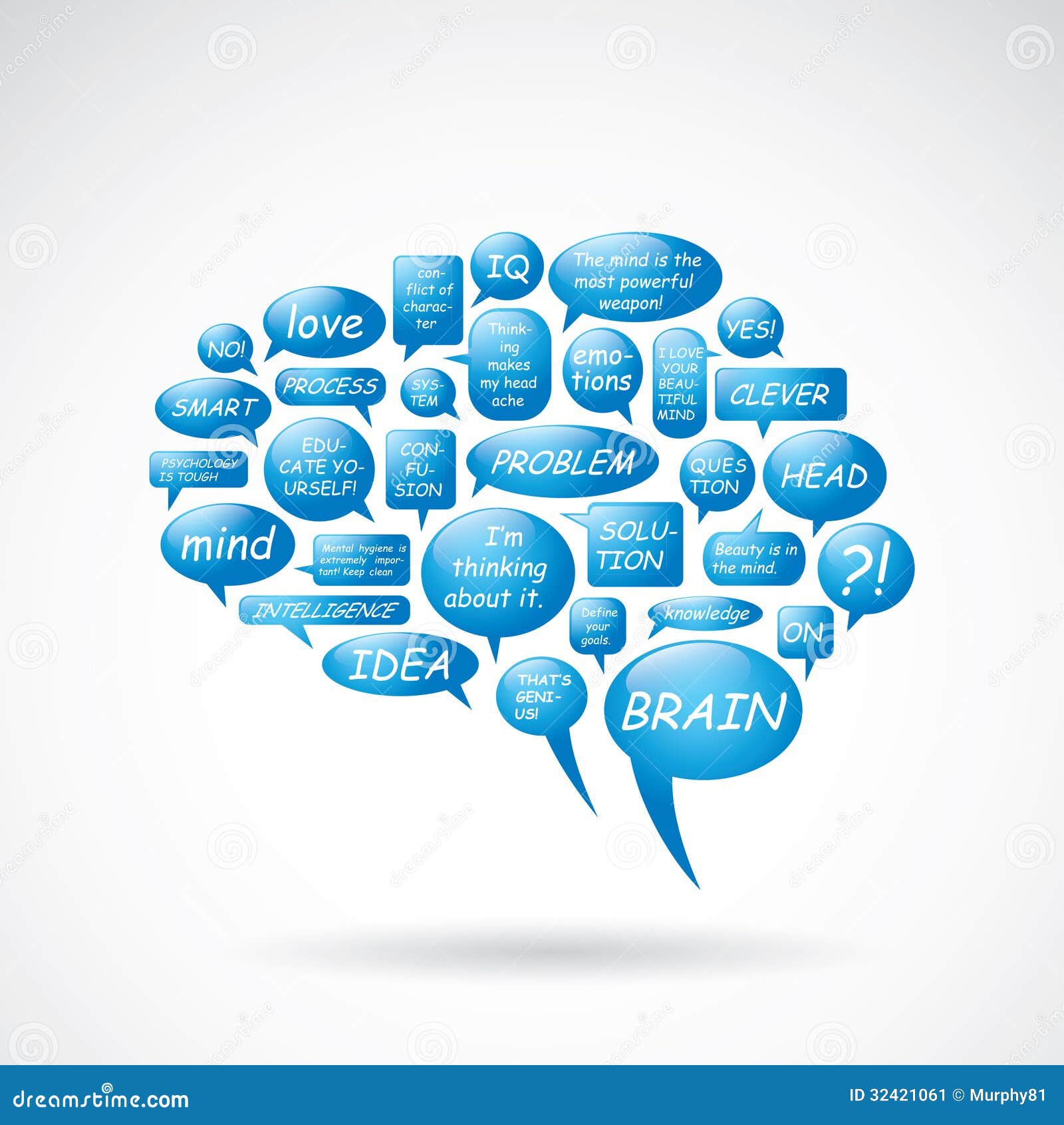 Brain from text balloons stock vector. Illustration of education - 32421061
