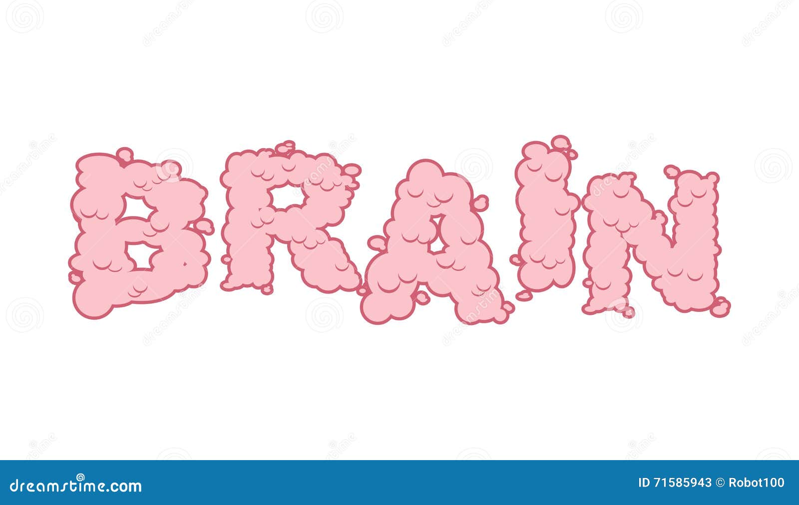 Brain Text. Letters Of Convolutions. Pink Lettering And Typograp Stock ...