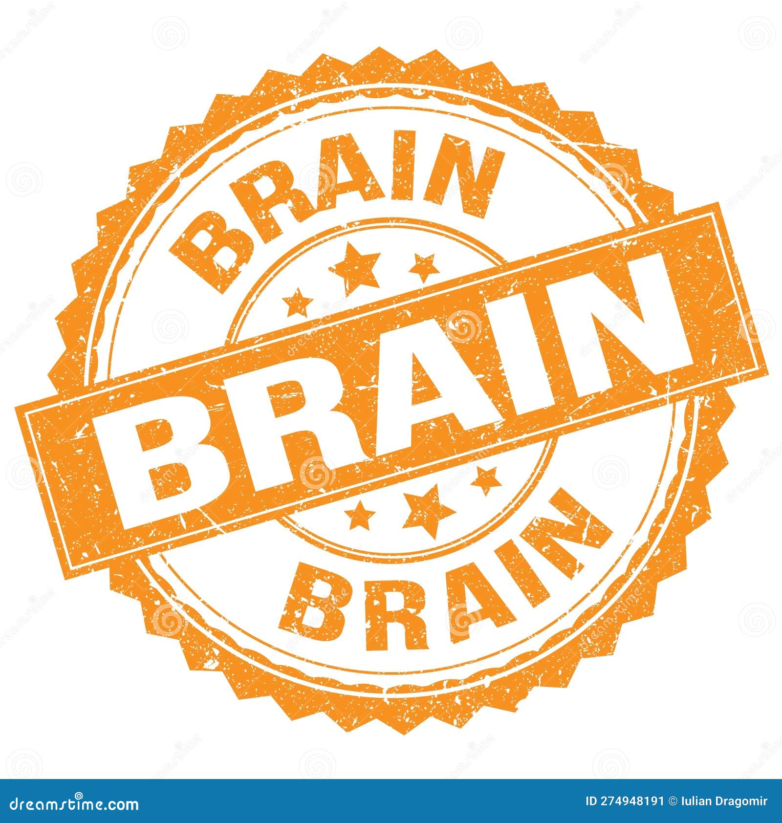 BRAIN Text on Orange Round Stamp Sign Stock Illustration - Illustration ...