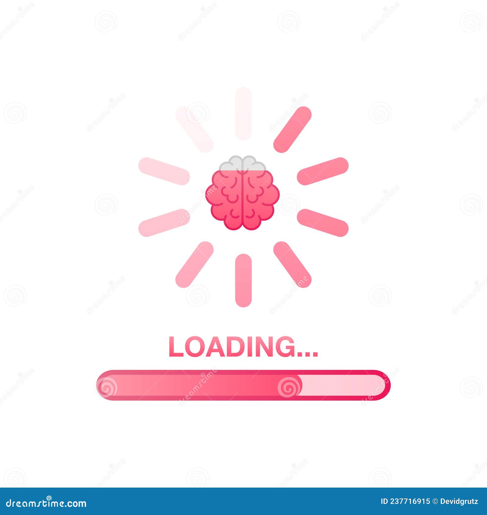 Brain, Think Loading Concept with Idea Processed on a Lightbulb Bar ...