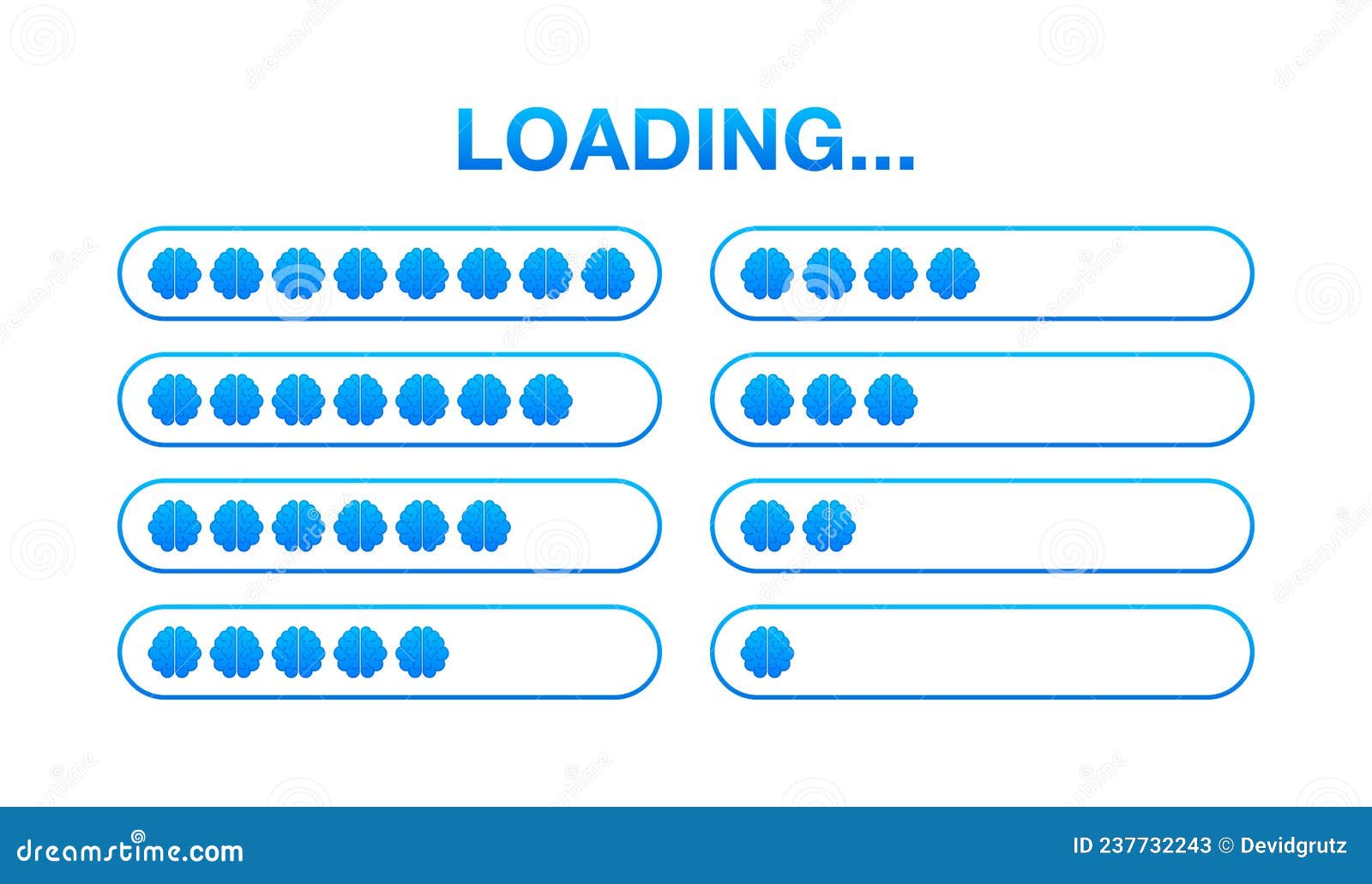 Brain, Think Loading Concept with Idea Processed on a Lightbulb Bar ...