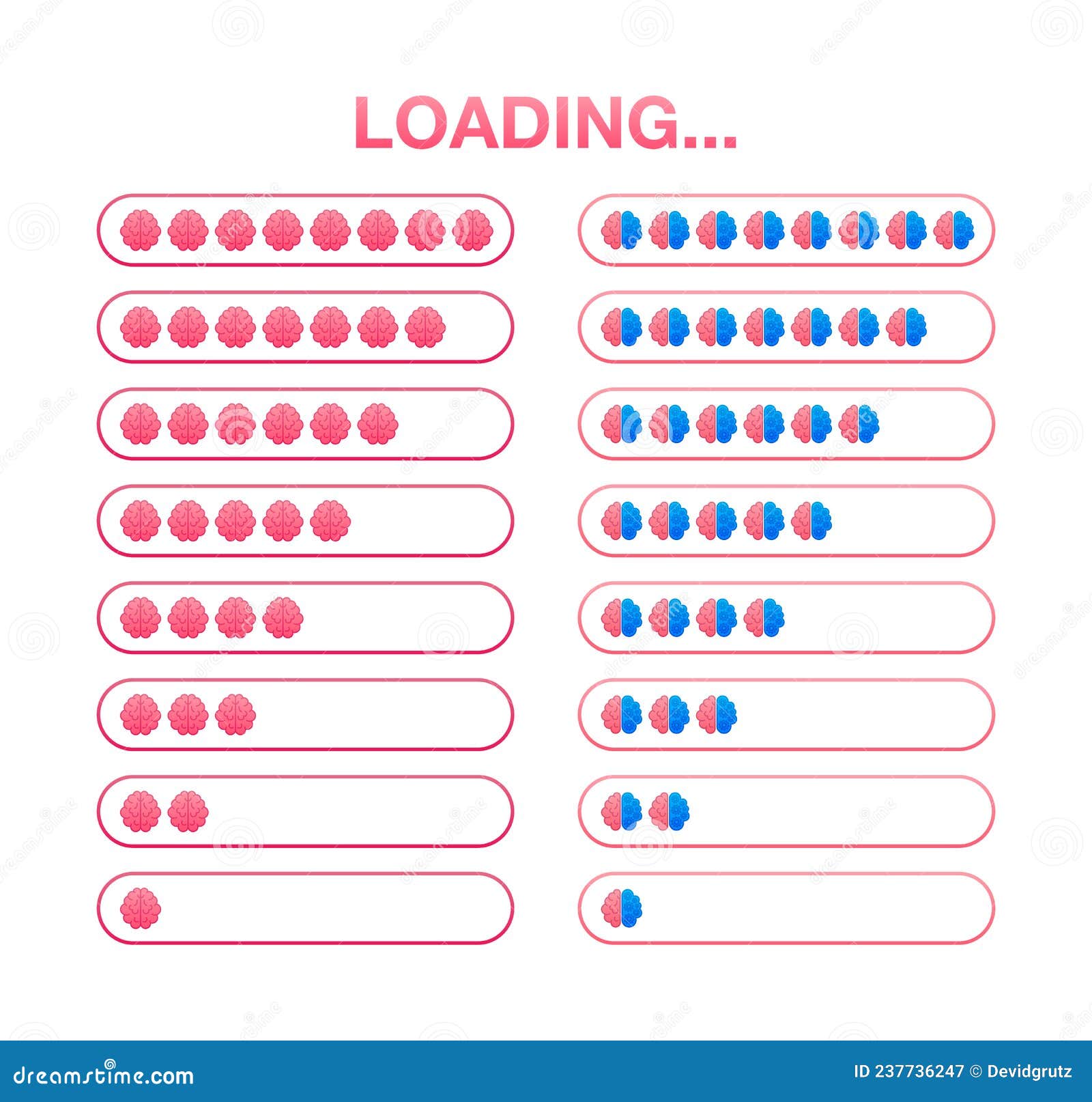 Brain, Think Loading Concept with Idea Processed on a Lightbulb Bar ...