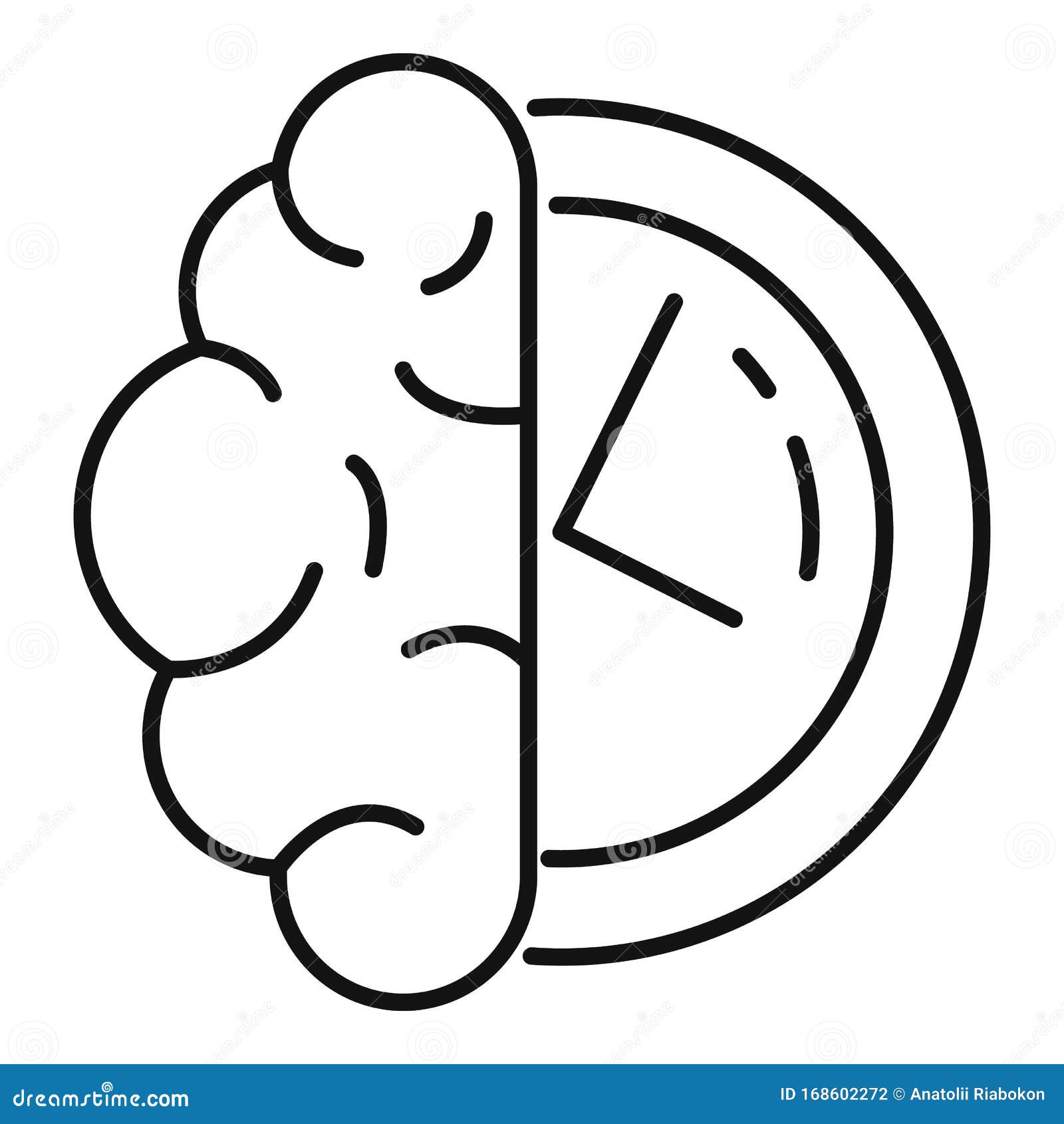 Brain Think Time Icon, Outline Style Stock Vector - Illustration of ...