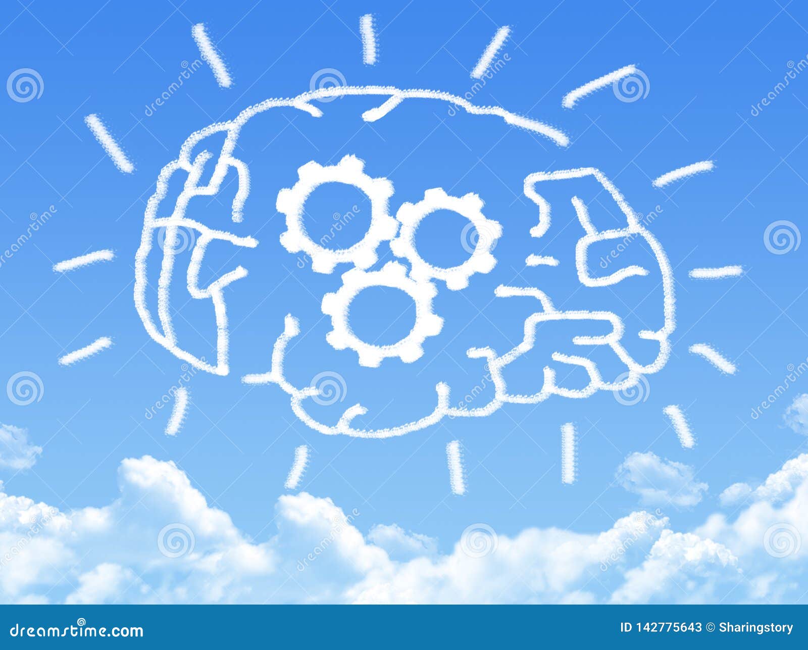 Brain with Thinking Cloud Shape Stock Illustration - Illustration of ...