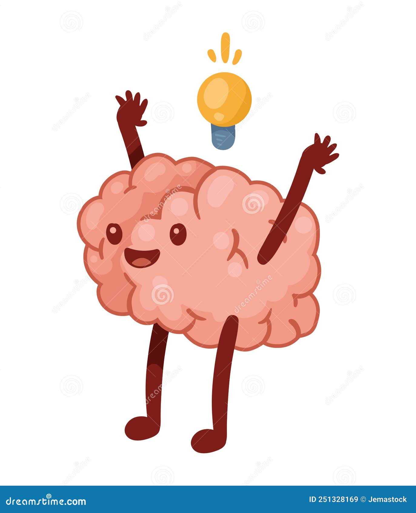 Brain Thinking Comic Character Stock Vector - Illustration of cartoon ...