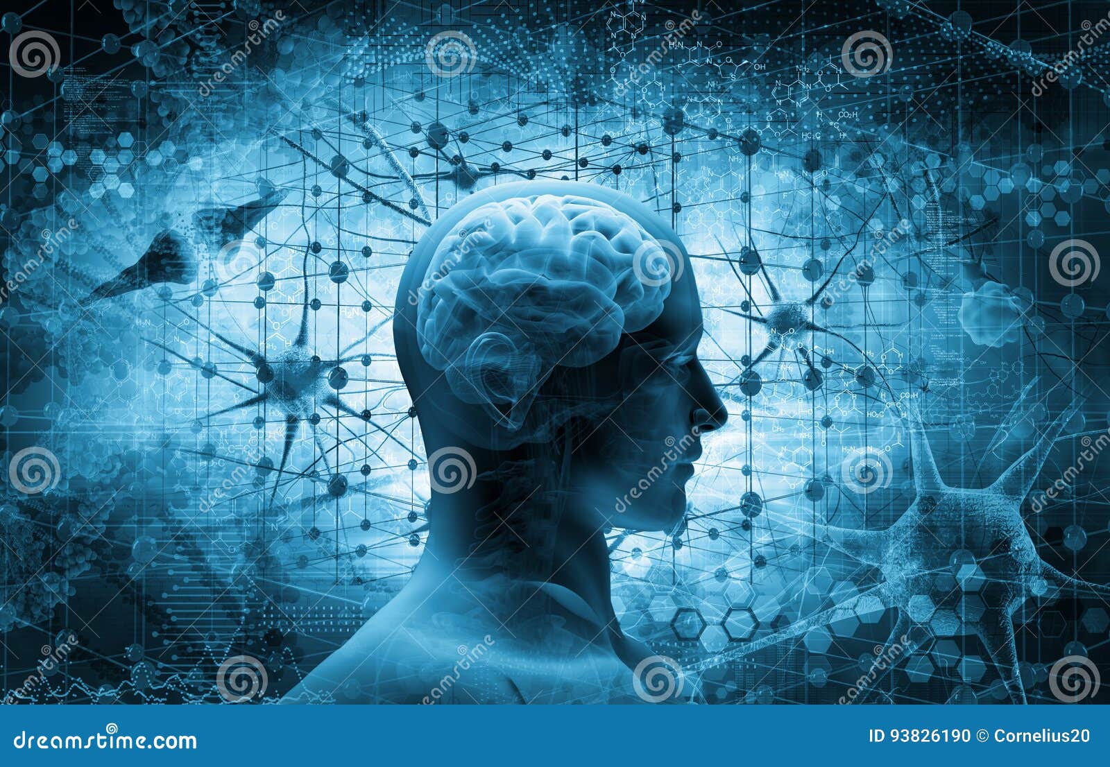 Brain, thinking concept stock illustration. Illustration of cortex ...