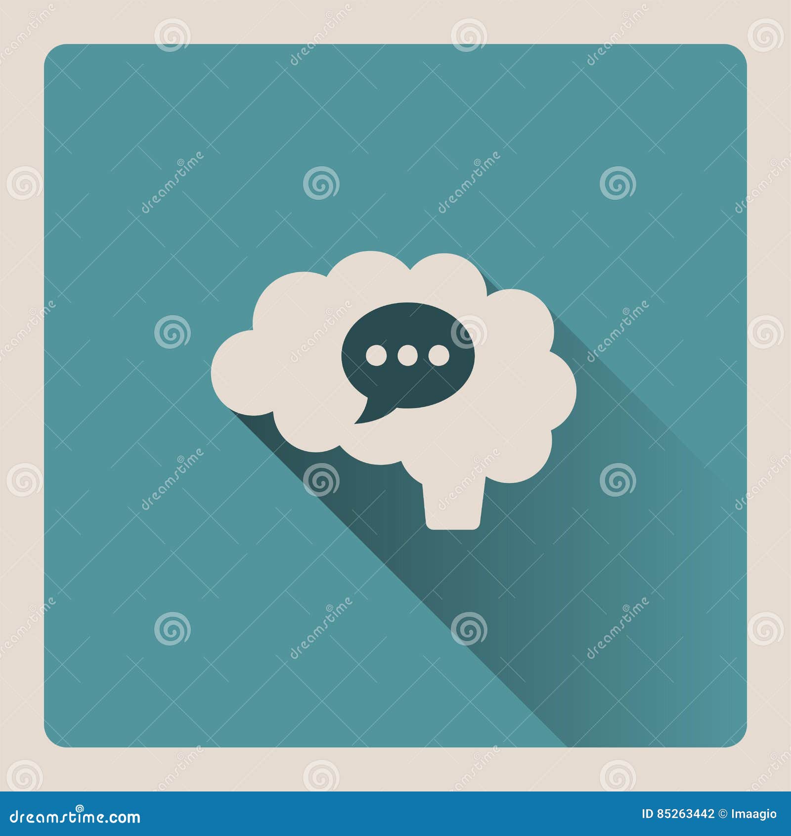 Brain Thinking in a Conversation Illustration on Blue Background with ...