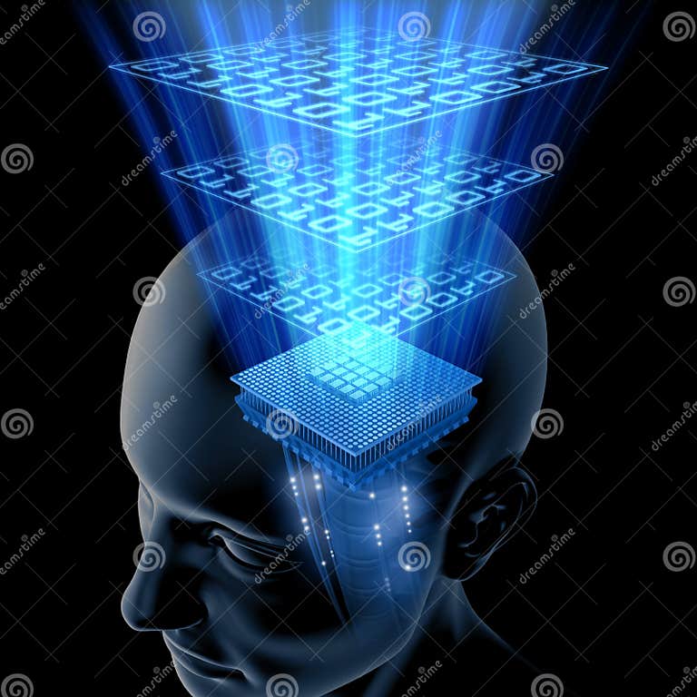 The Brain is Thinking (CPU) Stock Illustration - Illustration of ...
