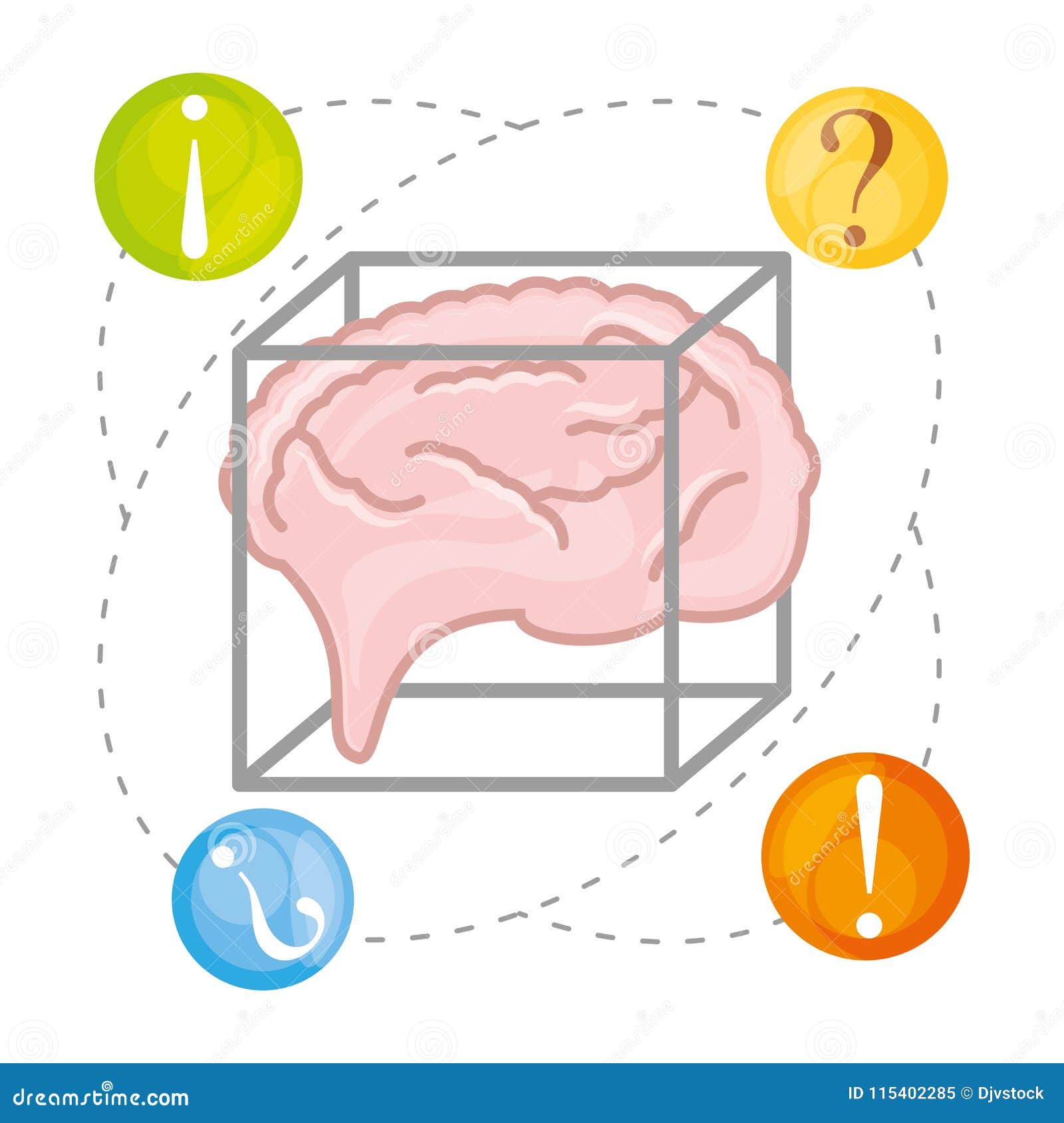 Brain Thinking in Differents Questions Stock Vector - Illustration of ...