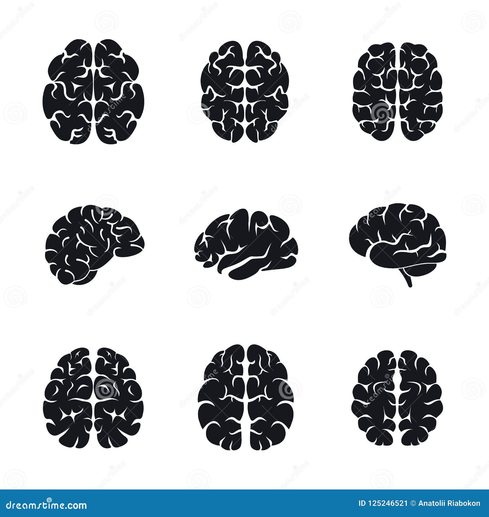 Brain Thinking Icon Set, Simple Style Stock Vector - Illustration of ...