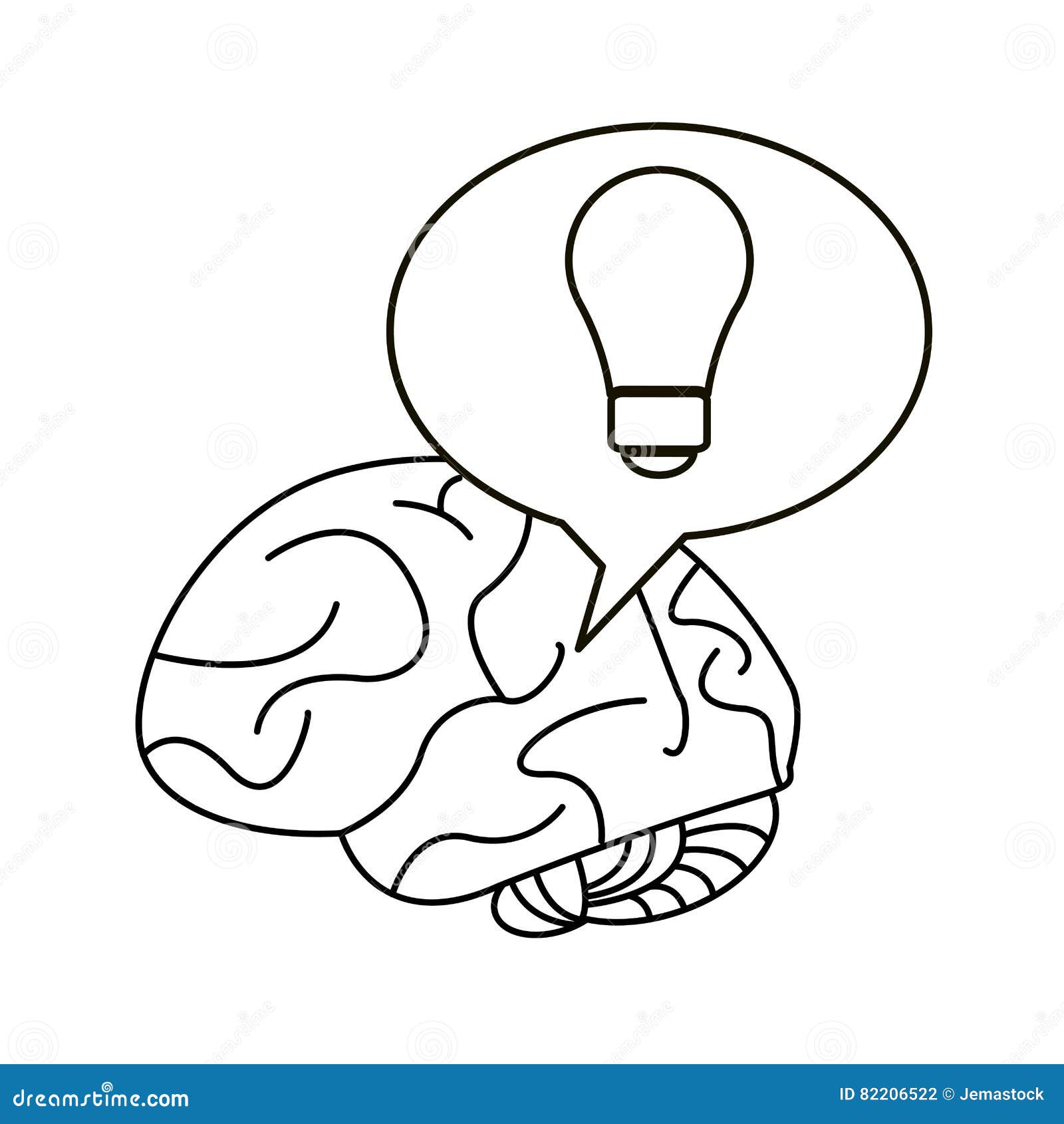 Brain Thinking Idea Bubble Outline Stock Vector - Illustration of idea ...