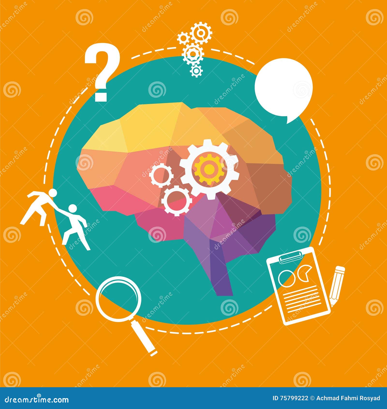 Brain thinking idea stock vector. Illustration of element - 75799222