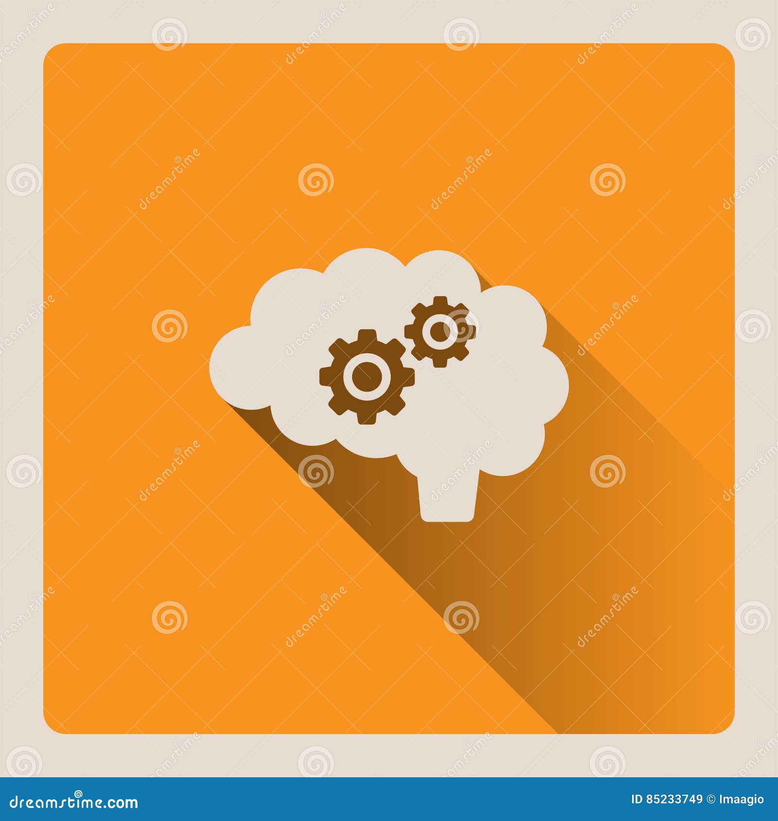 Brain Thinking Illustration on Yellow Background with Shade Stock ...