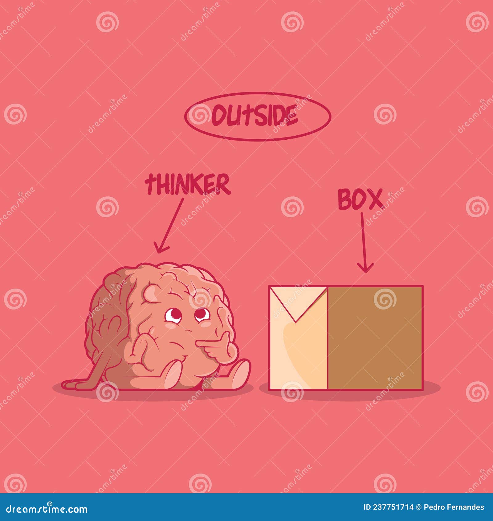 Brain Thinking Outside the Box Vector Illustration. Stock Vector ...