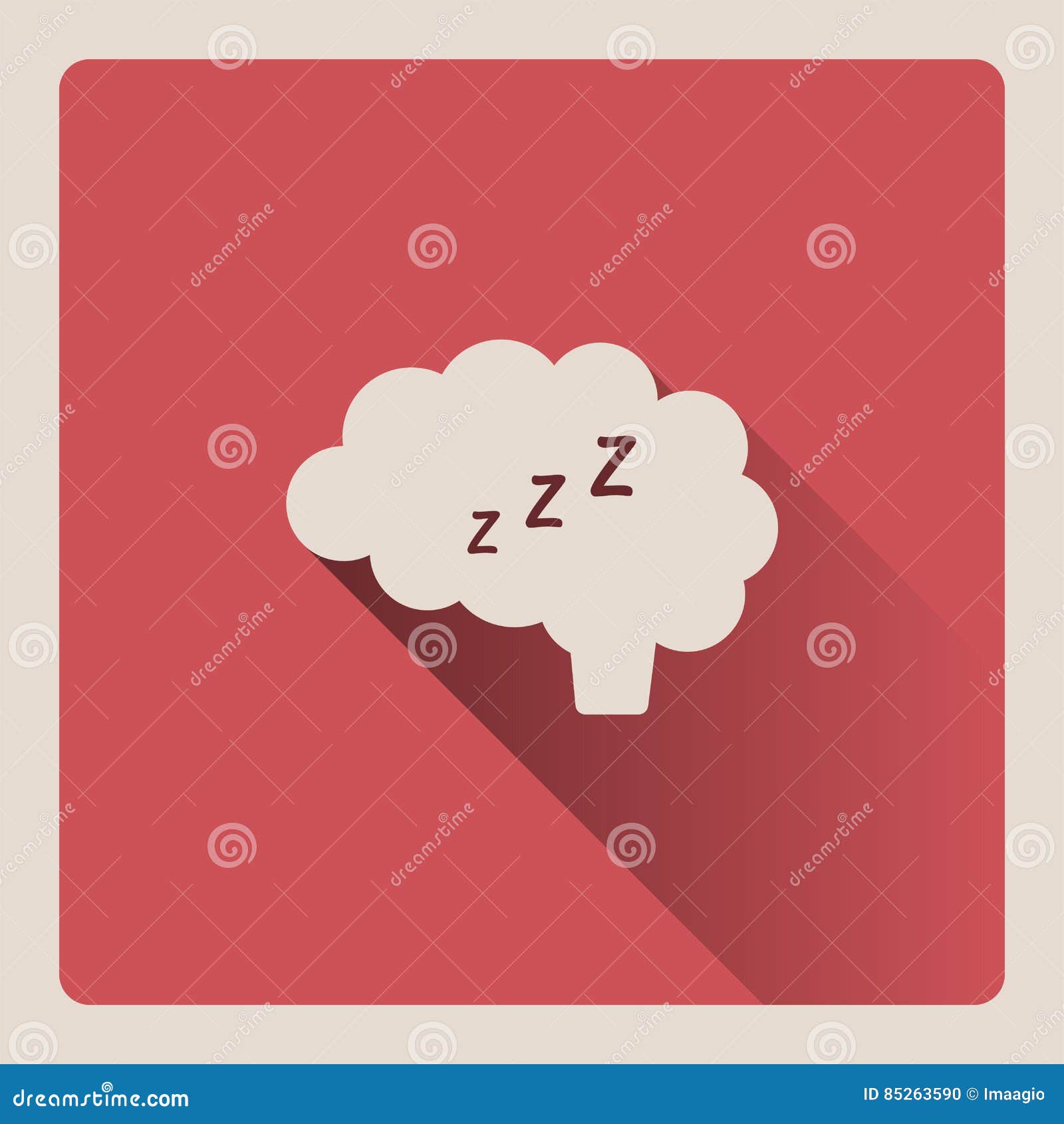 Brain Thinking in Sleep Illustration on Red Background with Shade Stock ...
