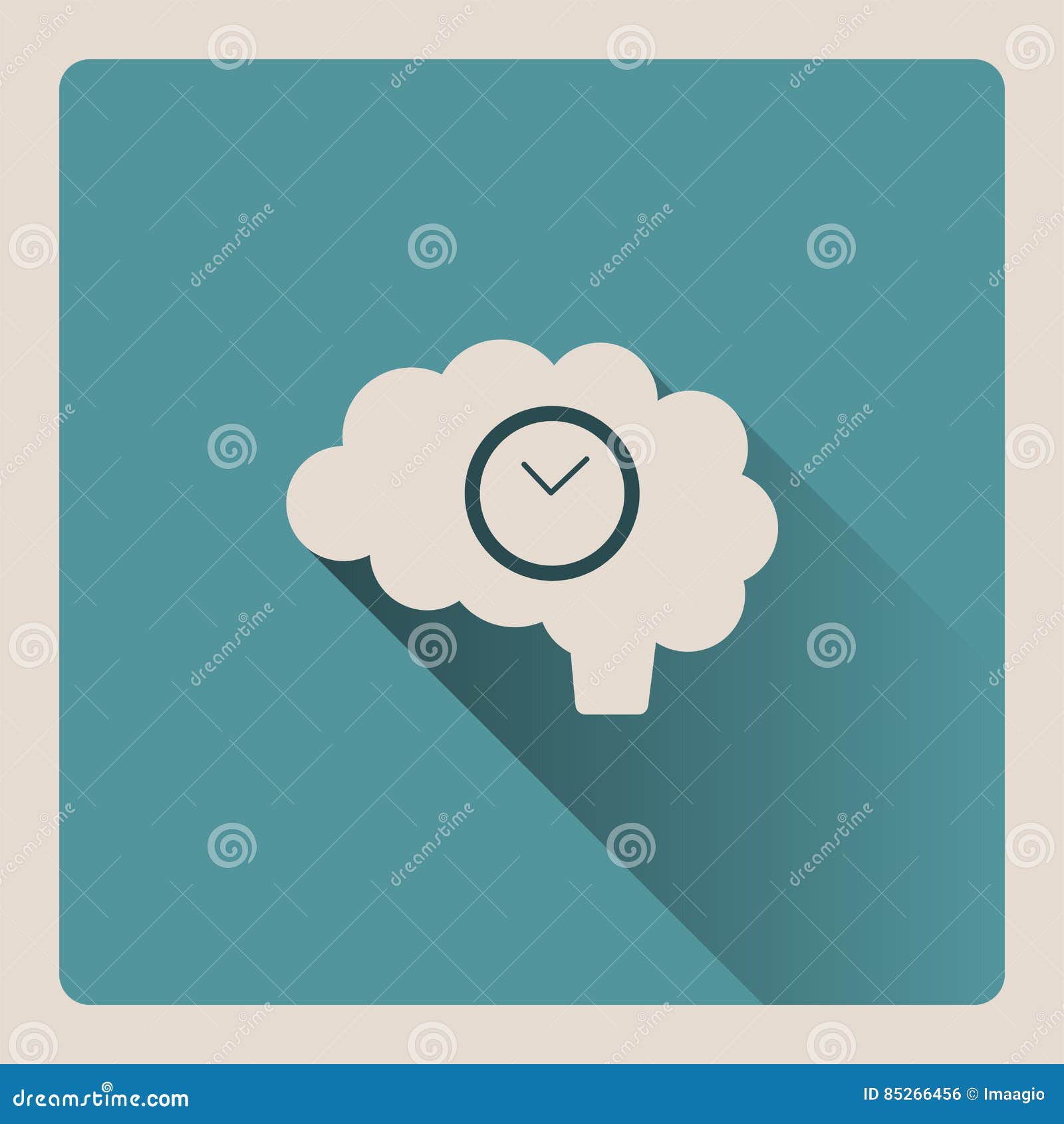 Brain Thinking about Time Illustration on Blue Background with Shade ...