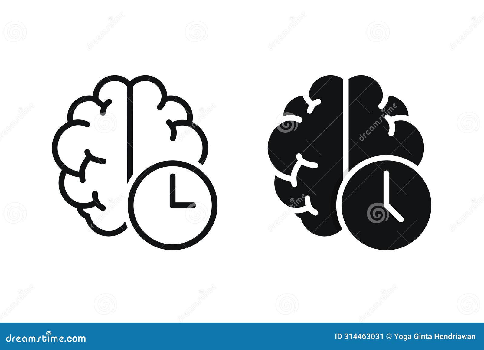 Brain Time Symbol. Illustration Vector Stock Vector - Illustration of ...