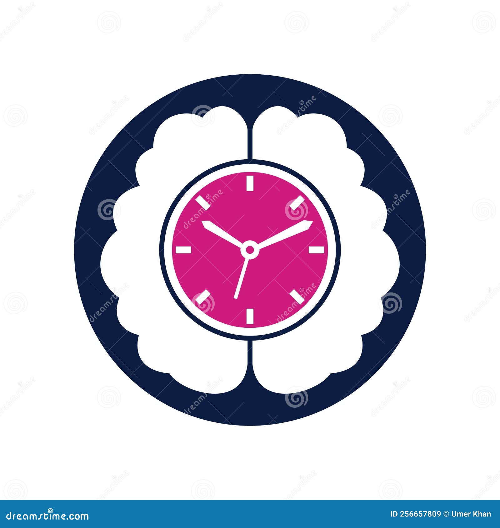 Brain Time Vector Logo Template. Stock Vector - Illustration of watch ...