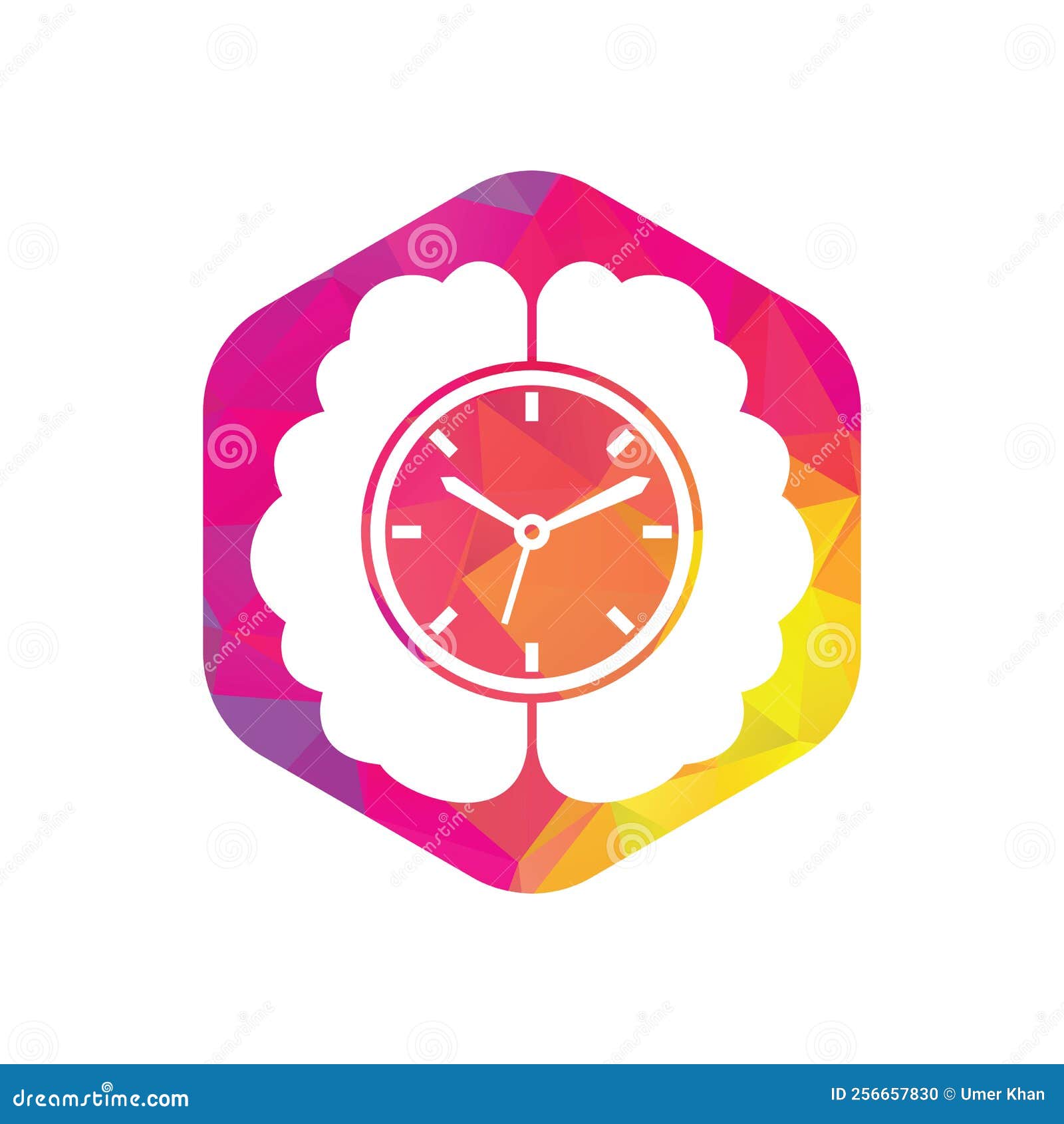 Brain Time Vector Logo Template. Stock Vector - Illustration of timer ...