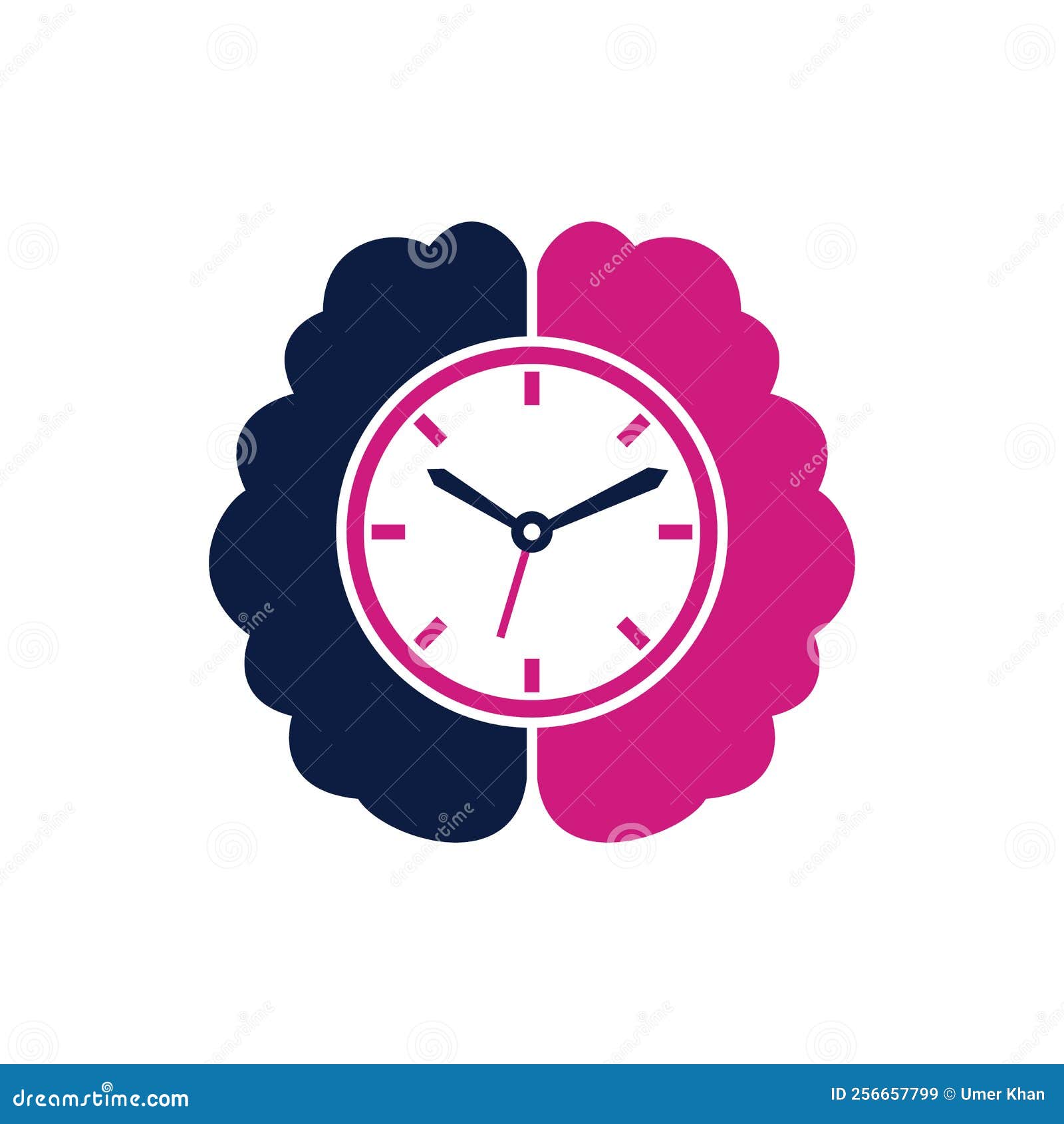 Brain Time Vector Logo Template. Stock Vector - Illustration of icon ...