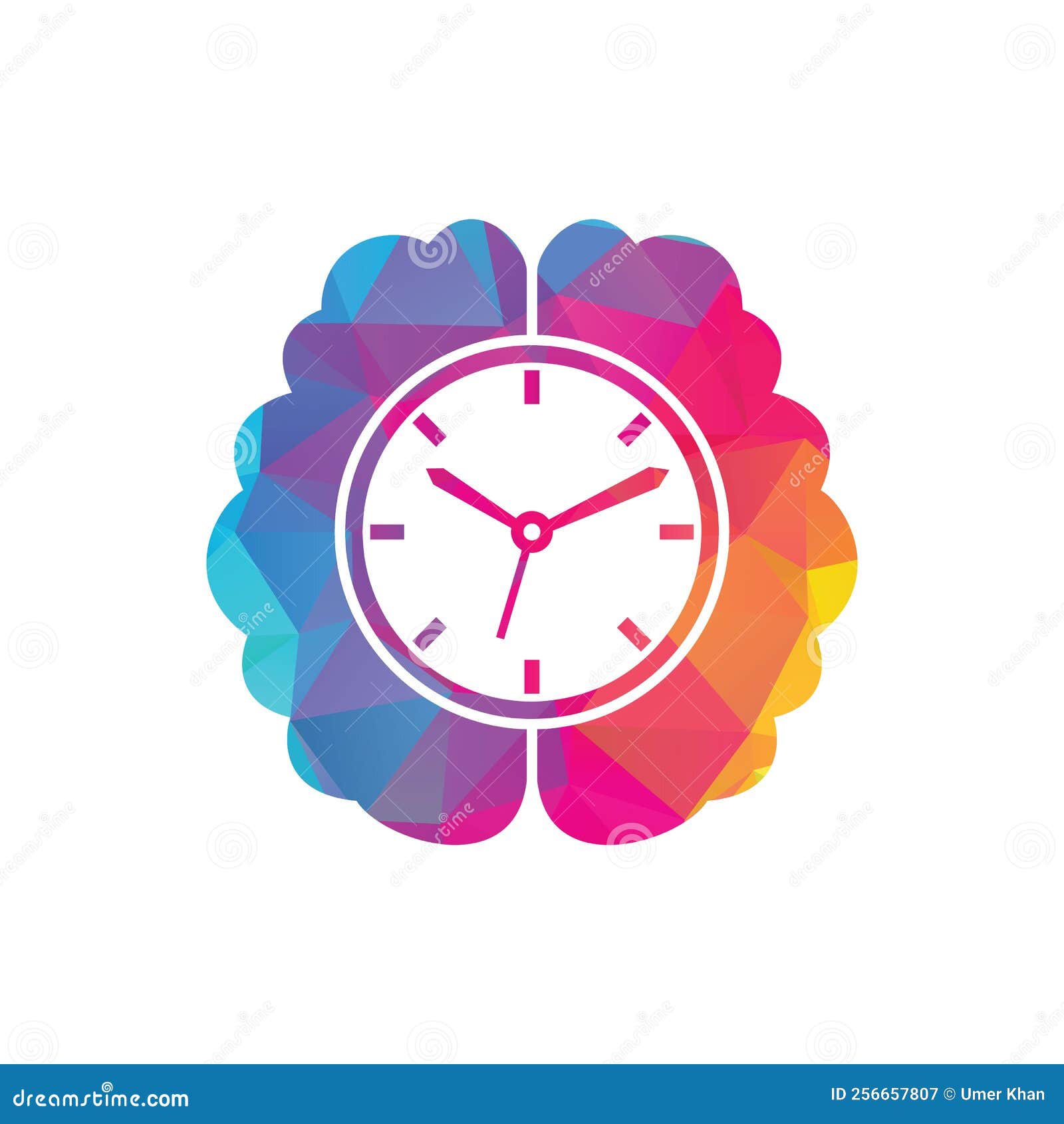 Brain Time Vector Logo Template. Stock Vector - Illustration of time ...