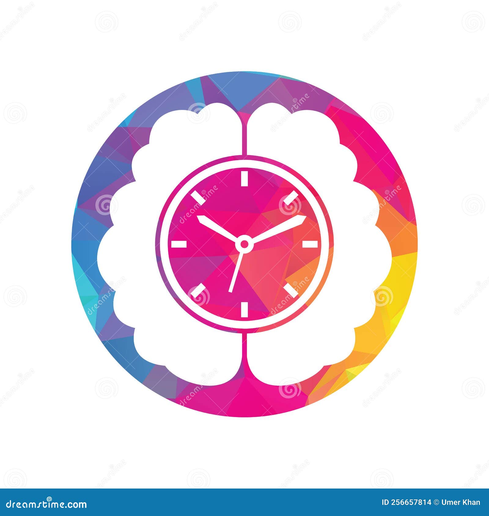 Brain Time Vector Logo Template. Stock Vector - Illustration of timer ...