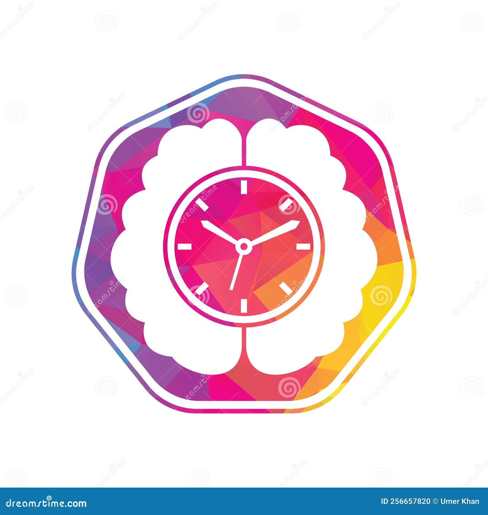 Brain Time Vector Logo Template. Stock Vector - Illustration of ...