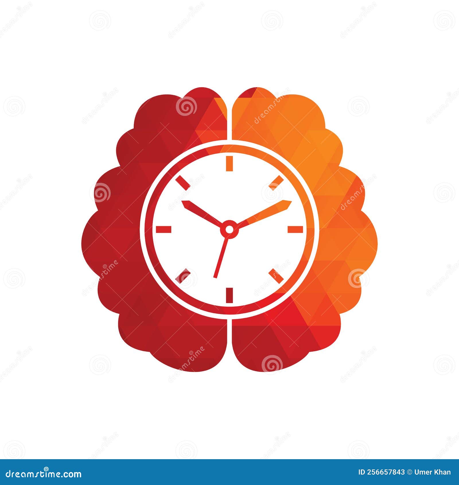 Brain Time Vector Logo Template. Stock Vector - Illustration of timer ...