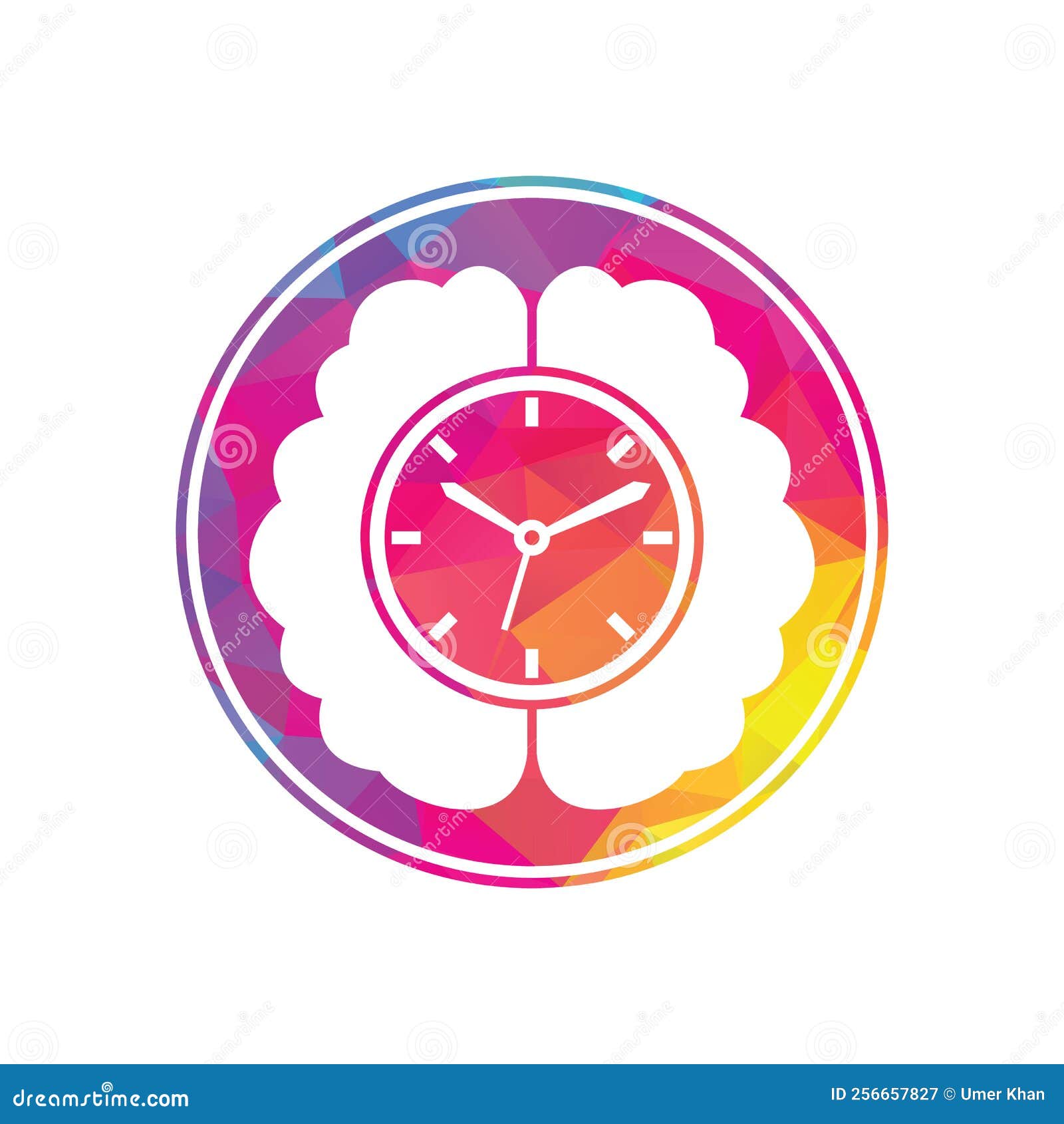 Brain Time Vector Logo Template. Stock Vector - Illustration of ...