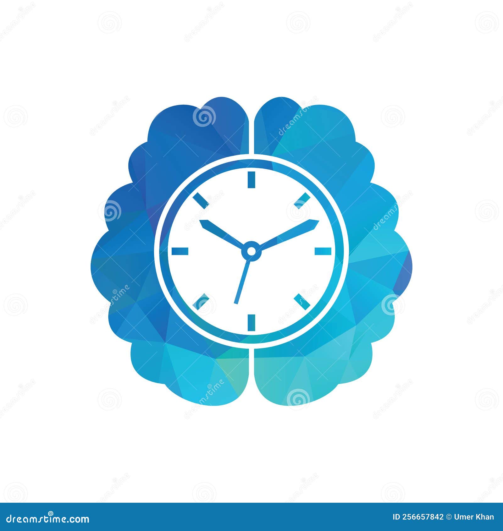 Brain Time Vector Logo Template. Stock Vector - Illustration of head ...