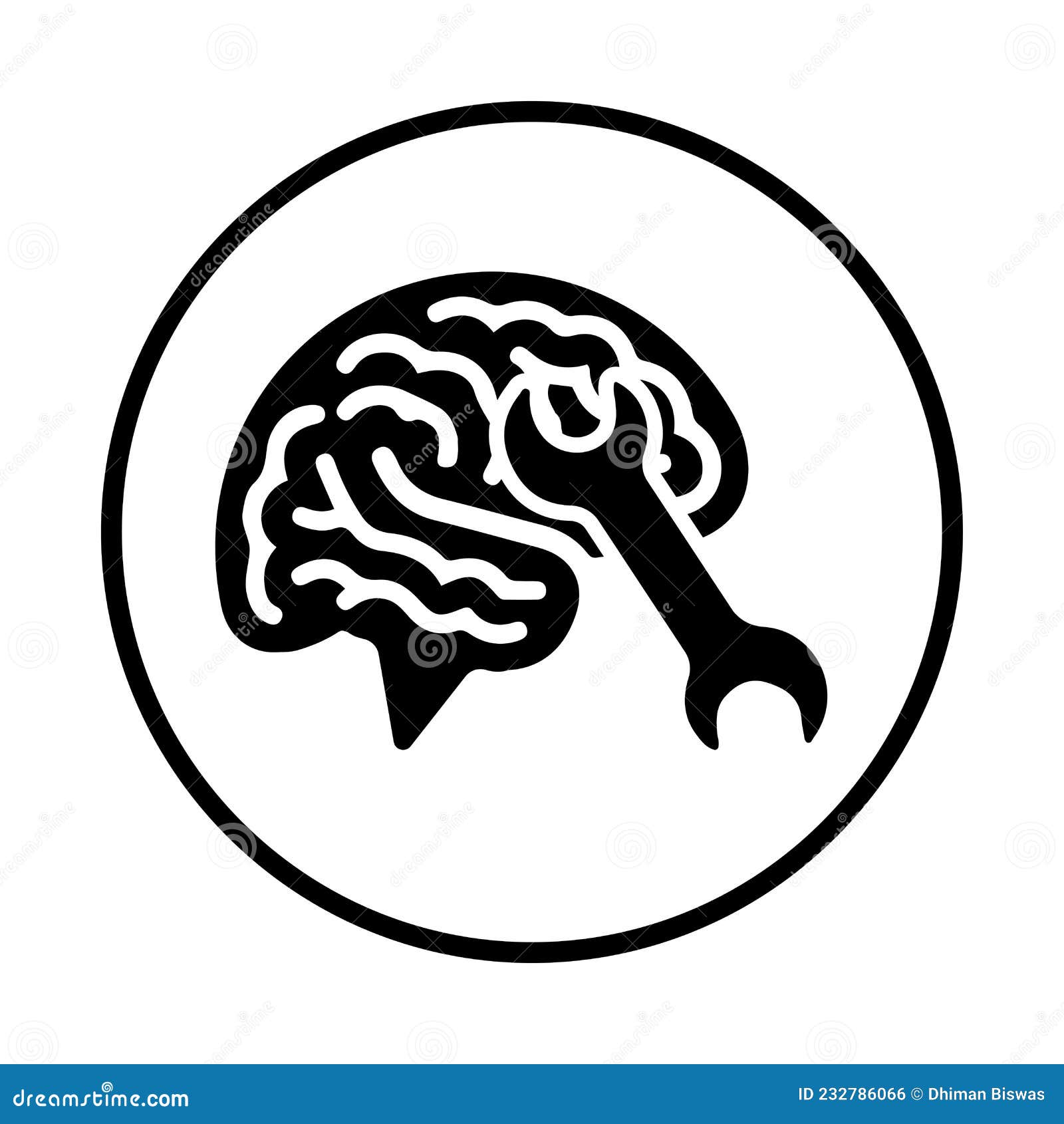 Brain, Tools, Settings Icon. Black Vector Graphics Stock Vector ...