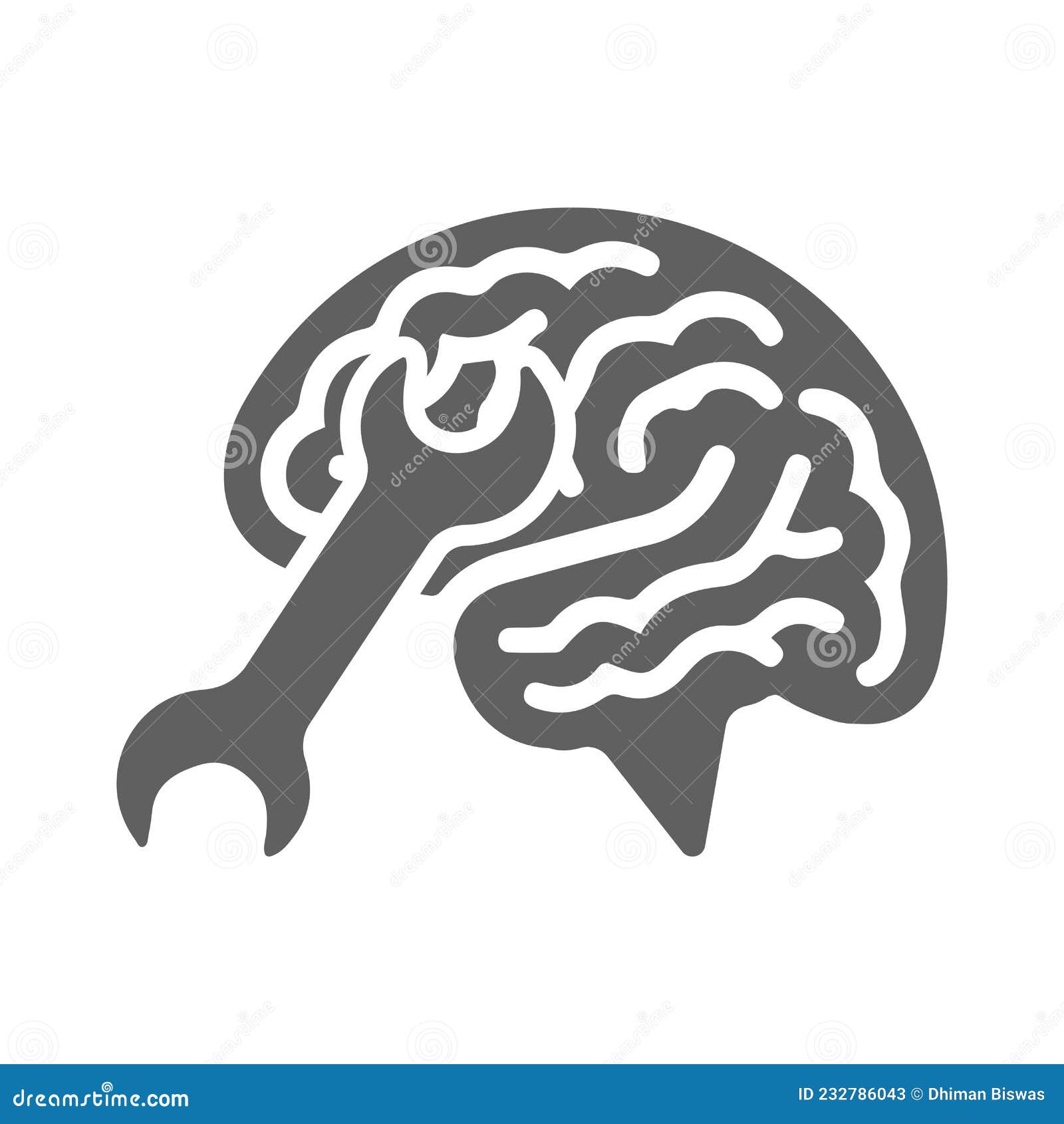 Brain, Tools, Settings Icon. Gray Vector Graphics Stock Vector ...