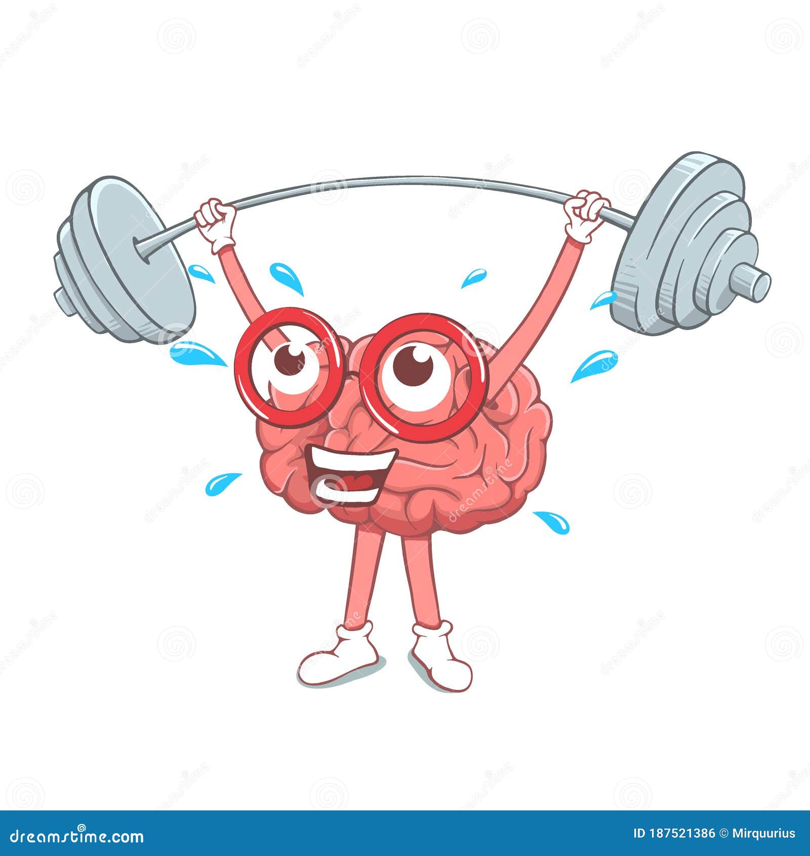 Brain Training. Cartoon Brain Lifts Weight With Books. Train Your ...