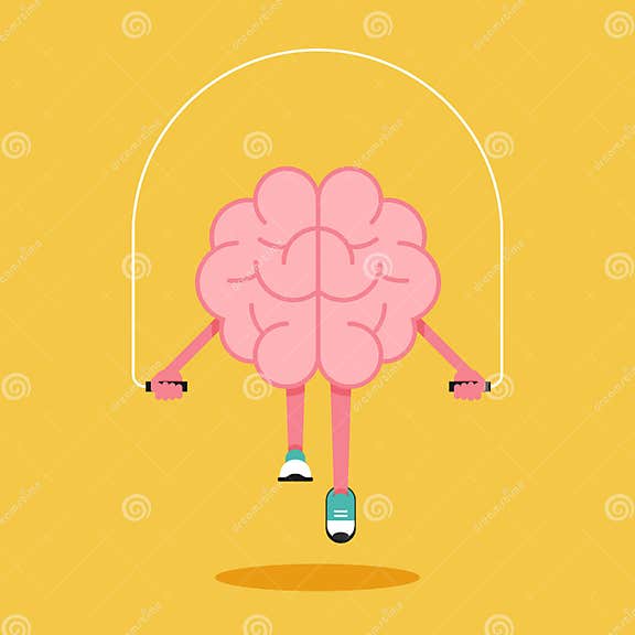 Brain Training with Rope Jumping Flat Design. Creative Idea Concept ...