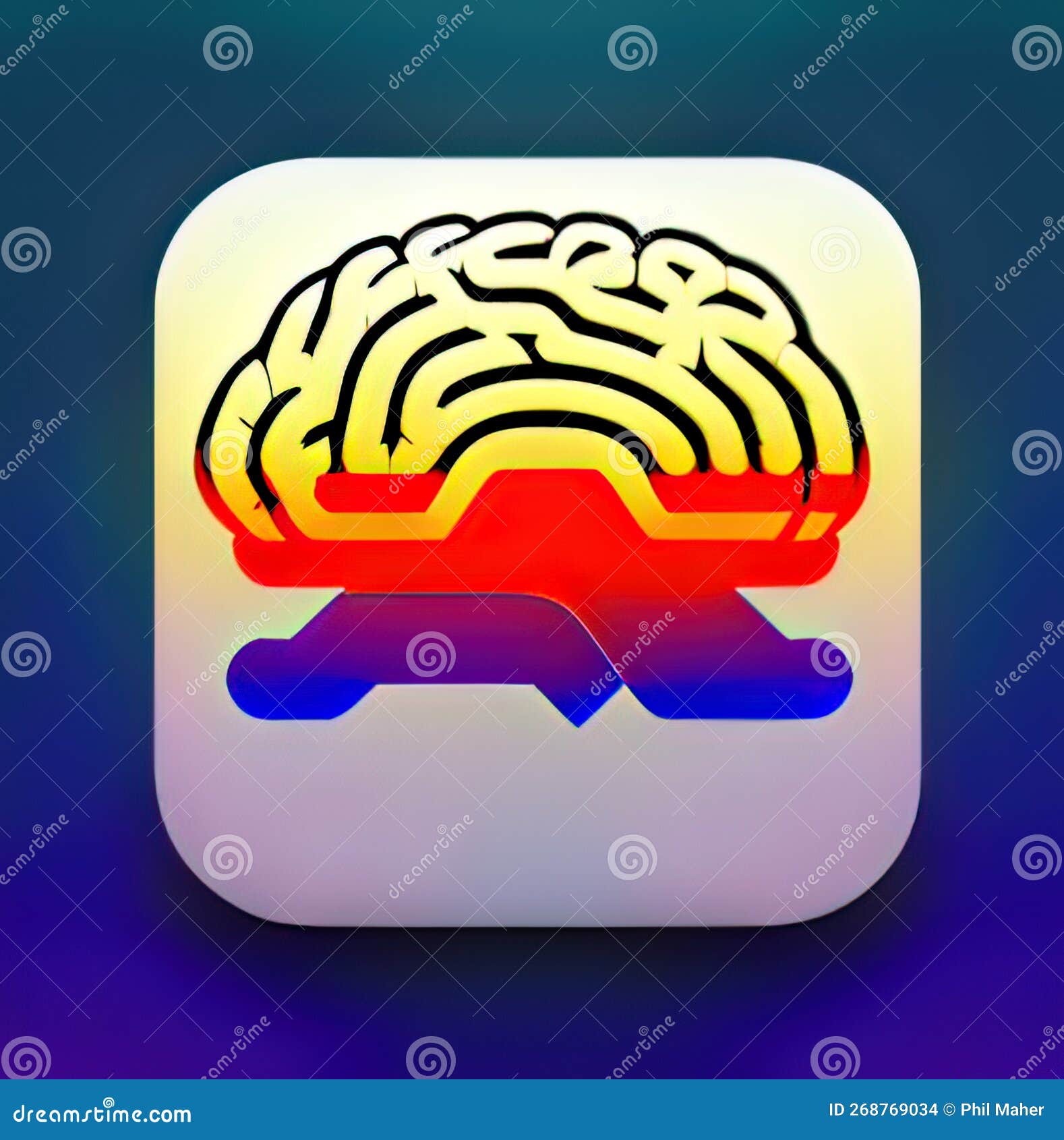Brain Training Software App Icon. Generative AI. Stock Illustration ...