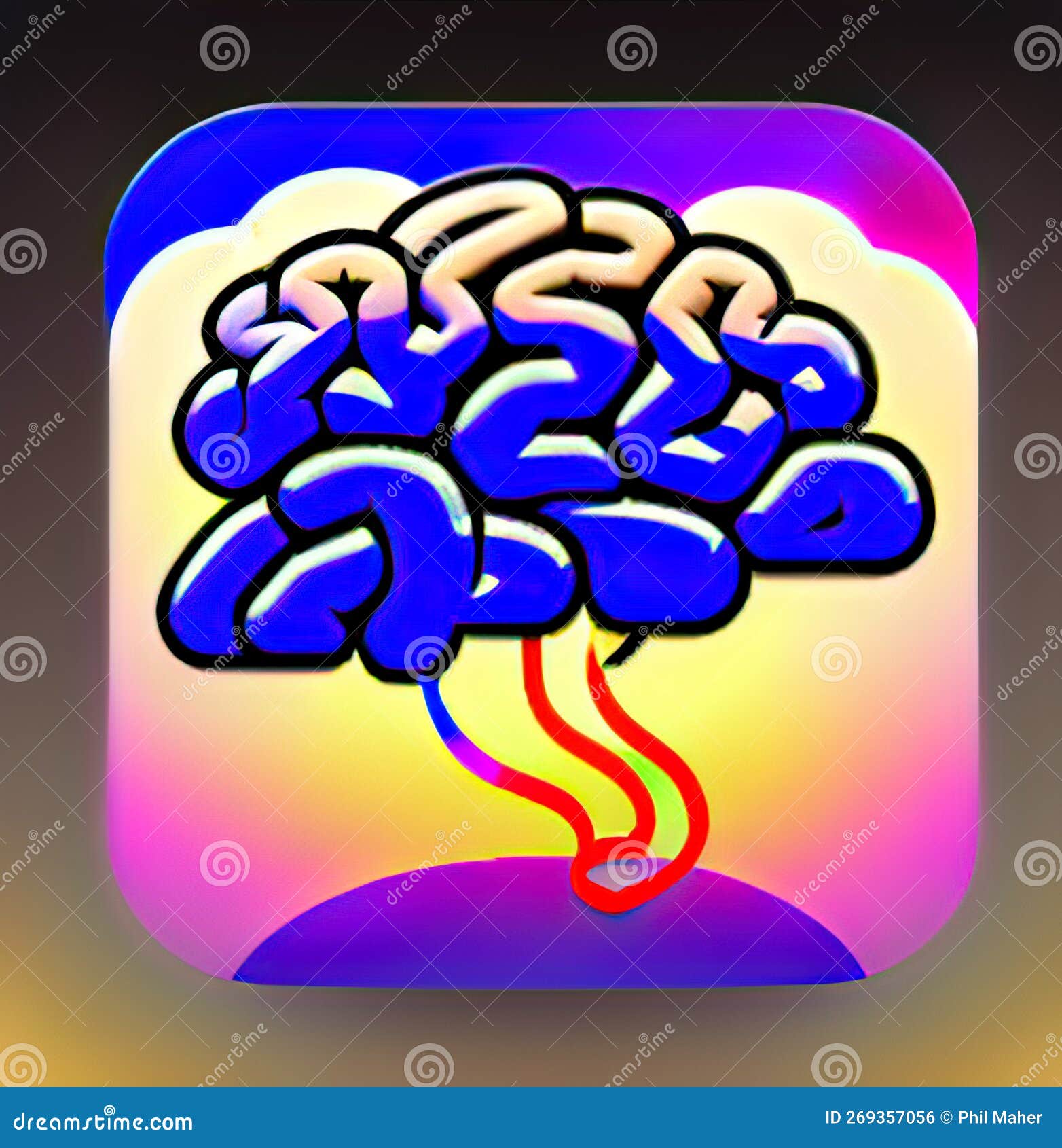 Brain Training Software App Style Icon. Generative AI. Stock ...