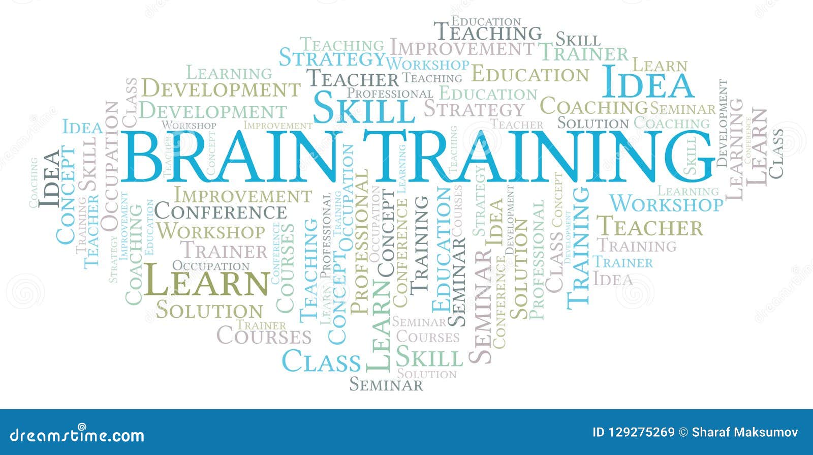 Brain Training word cloud. stock illustration. Illustration of colors ...