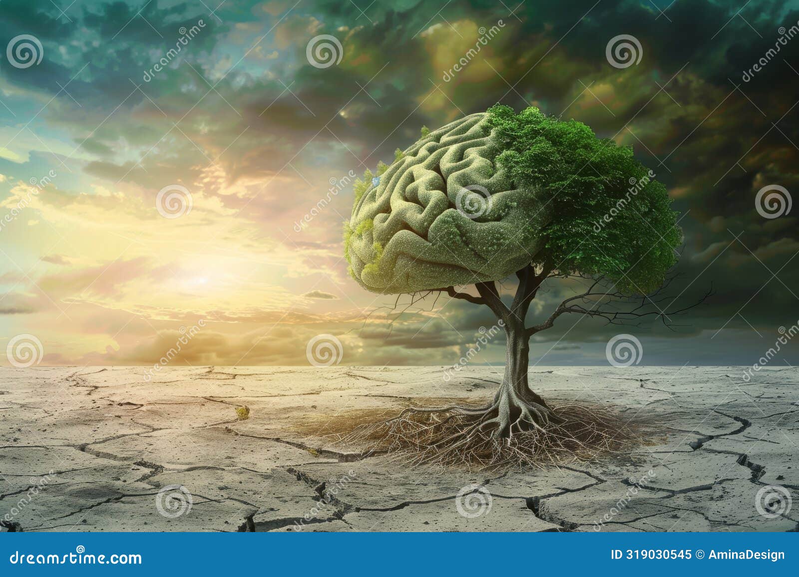 Brain Tree Concept Of A Tree Growing In The Shape Of A Human Brain ...