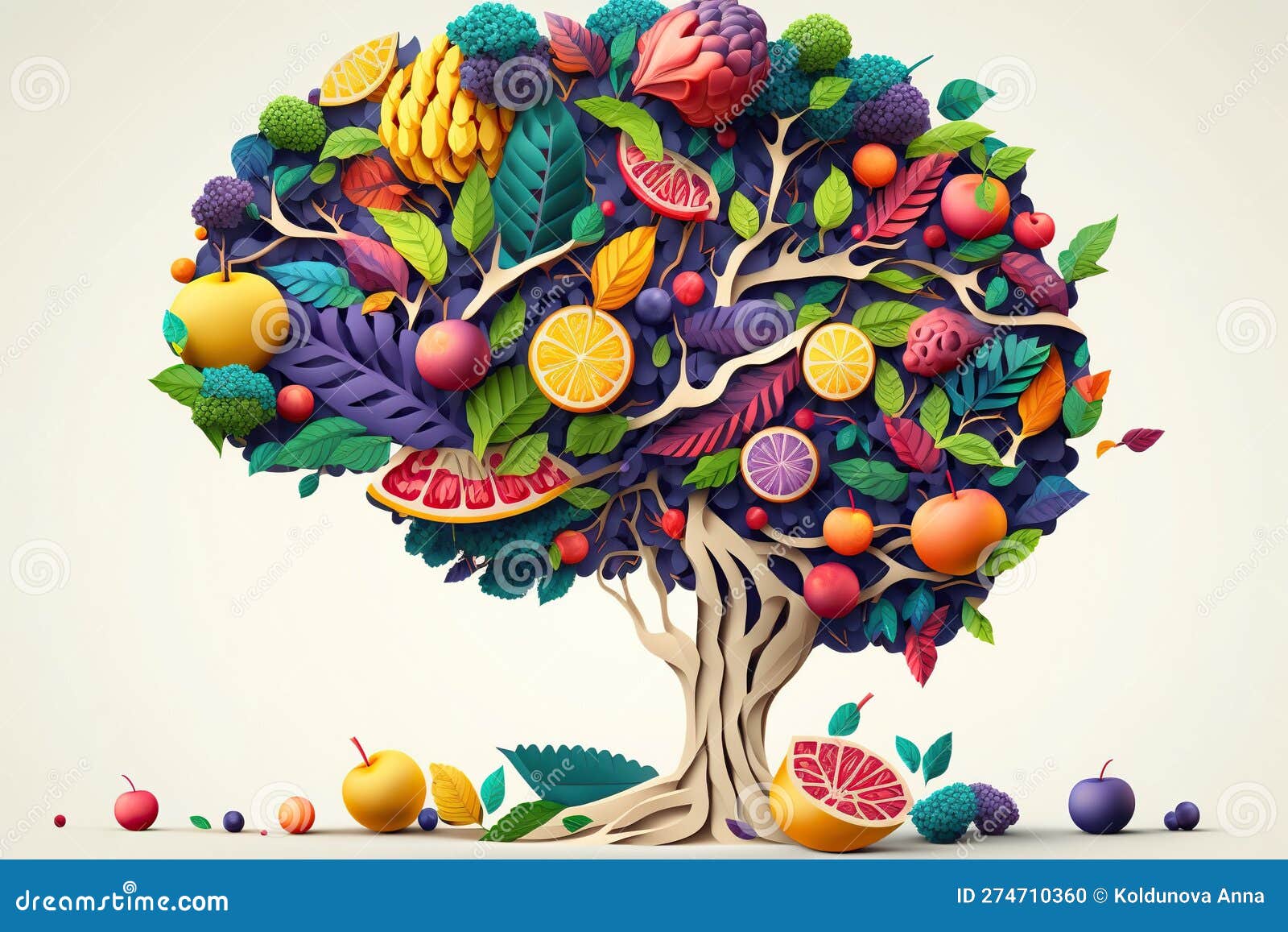 Human Brain Tree with the Fruits, Concept of Neuroplasticity and Mind ...