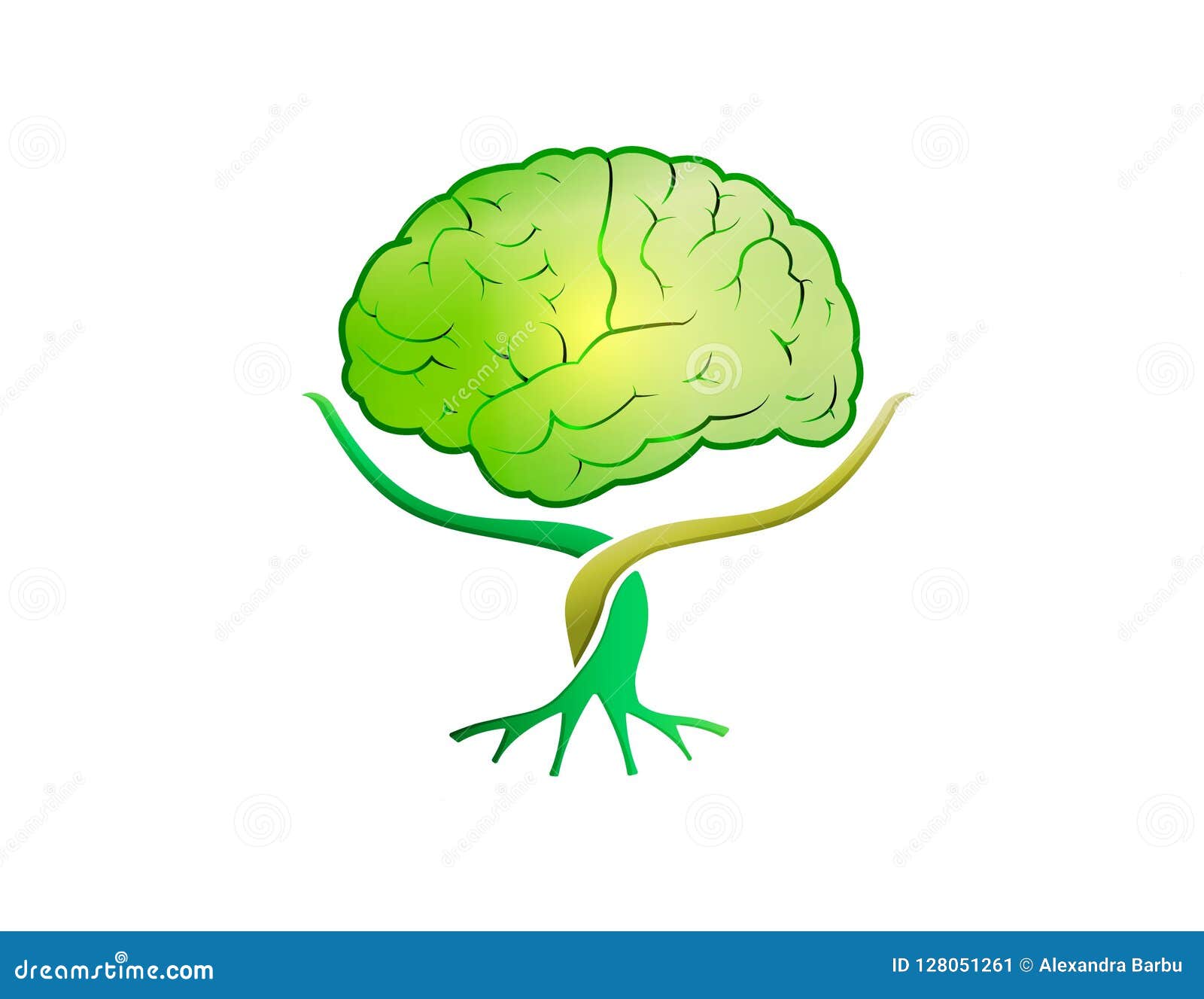 Brain Tree Green Logo stock vector. Illustration of corporate - 128051261