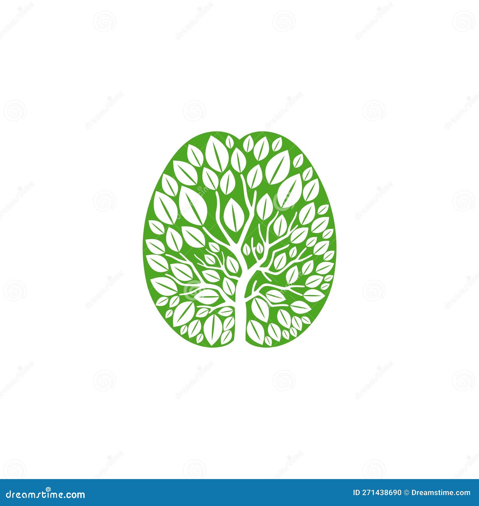 Brain Tree Icon Logo Design Element Isolated on White Background Stock ...